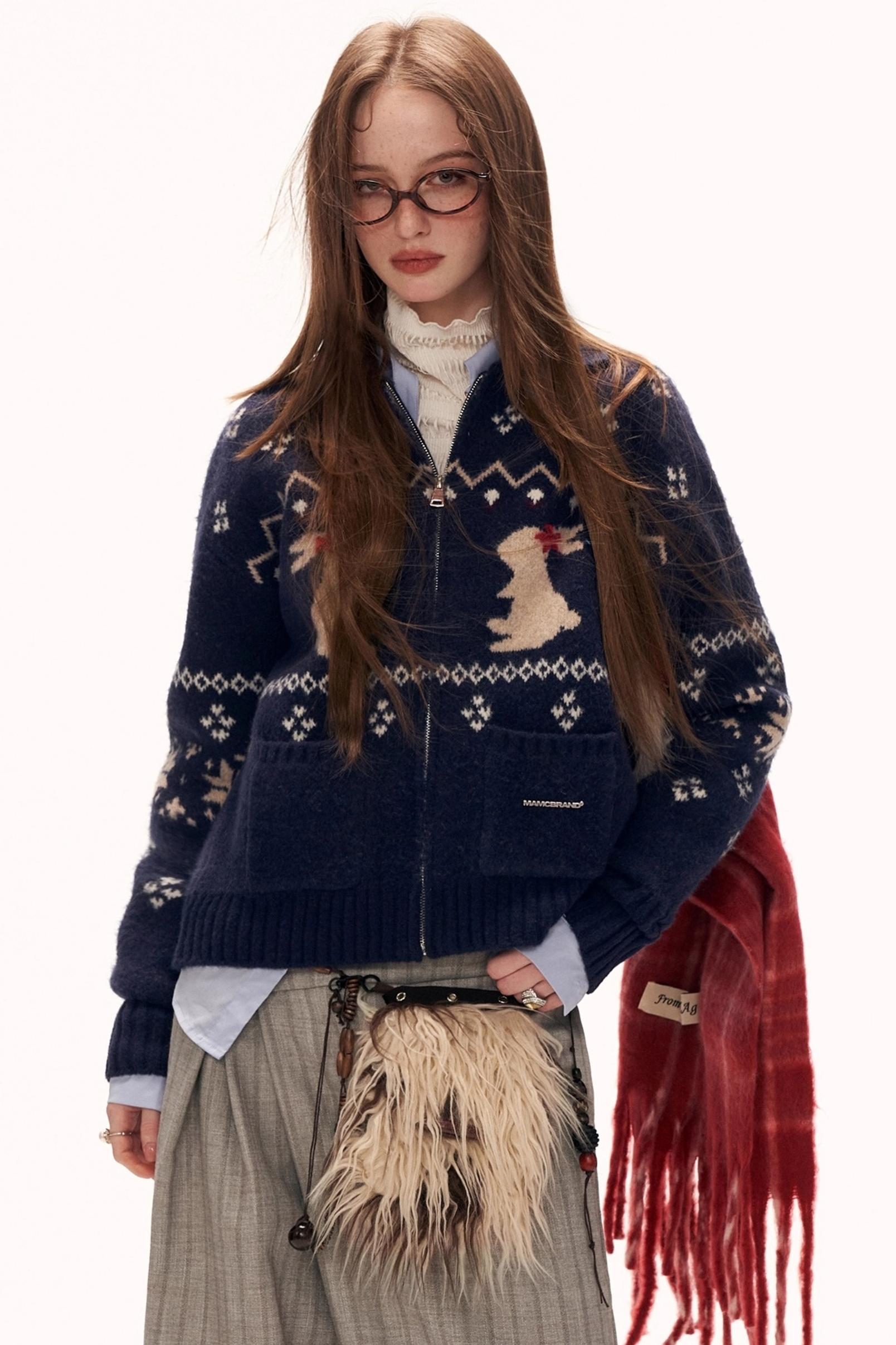 Snowflake Rabbit Knit Cardigan – UrbanSheek