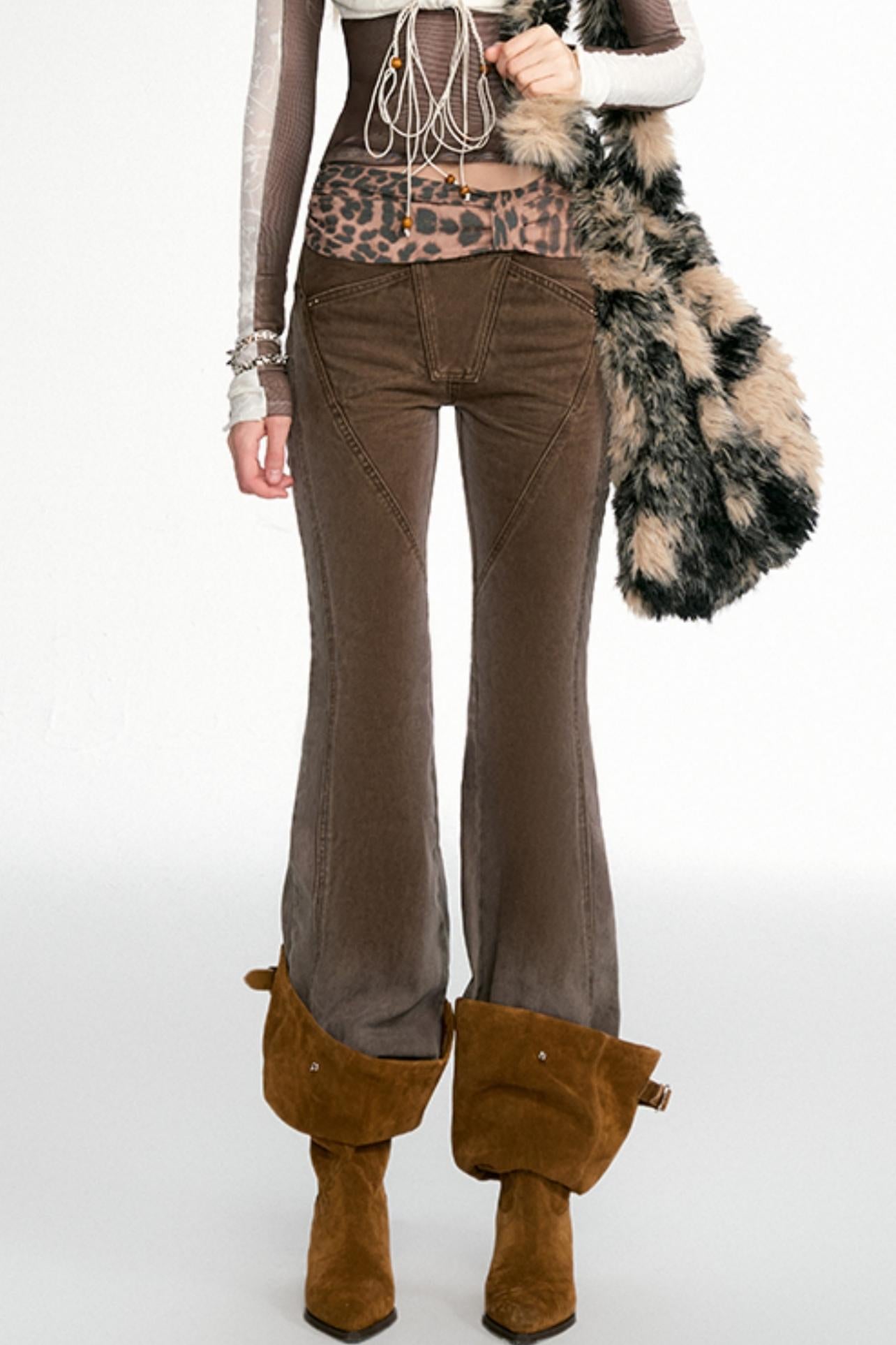 Cheetah Leopard-Print Split Jeans – UrbanSheek