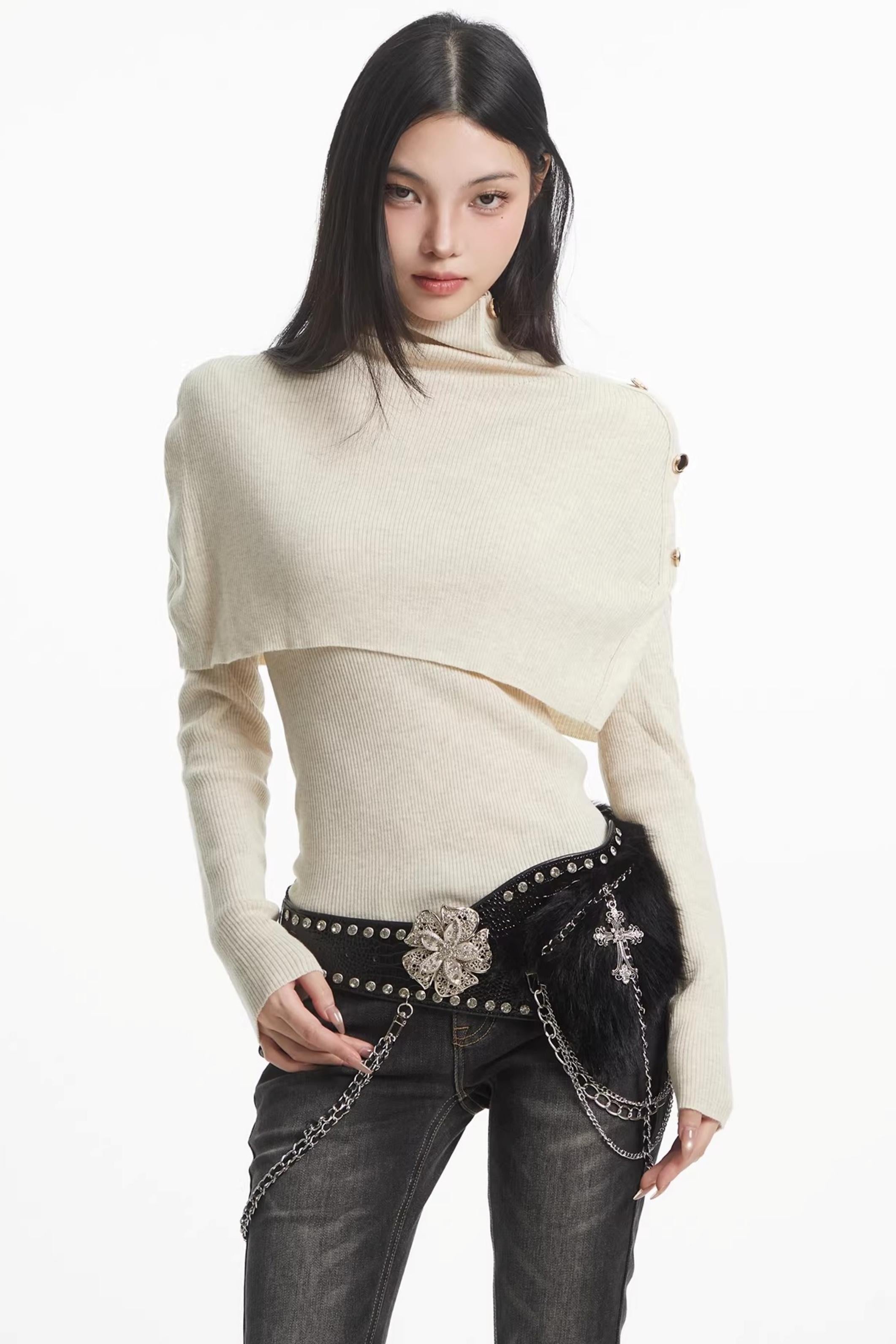 Apricot Turtleneck Knit Sweater – UrbanSheek