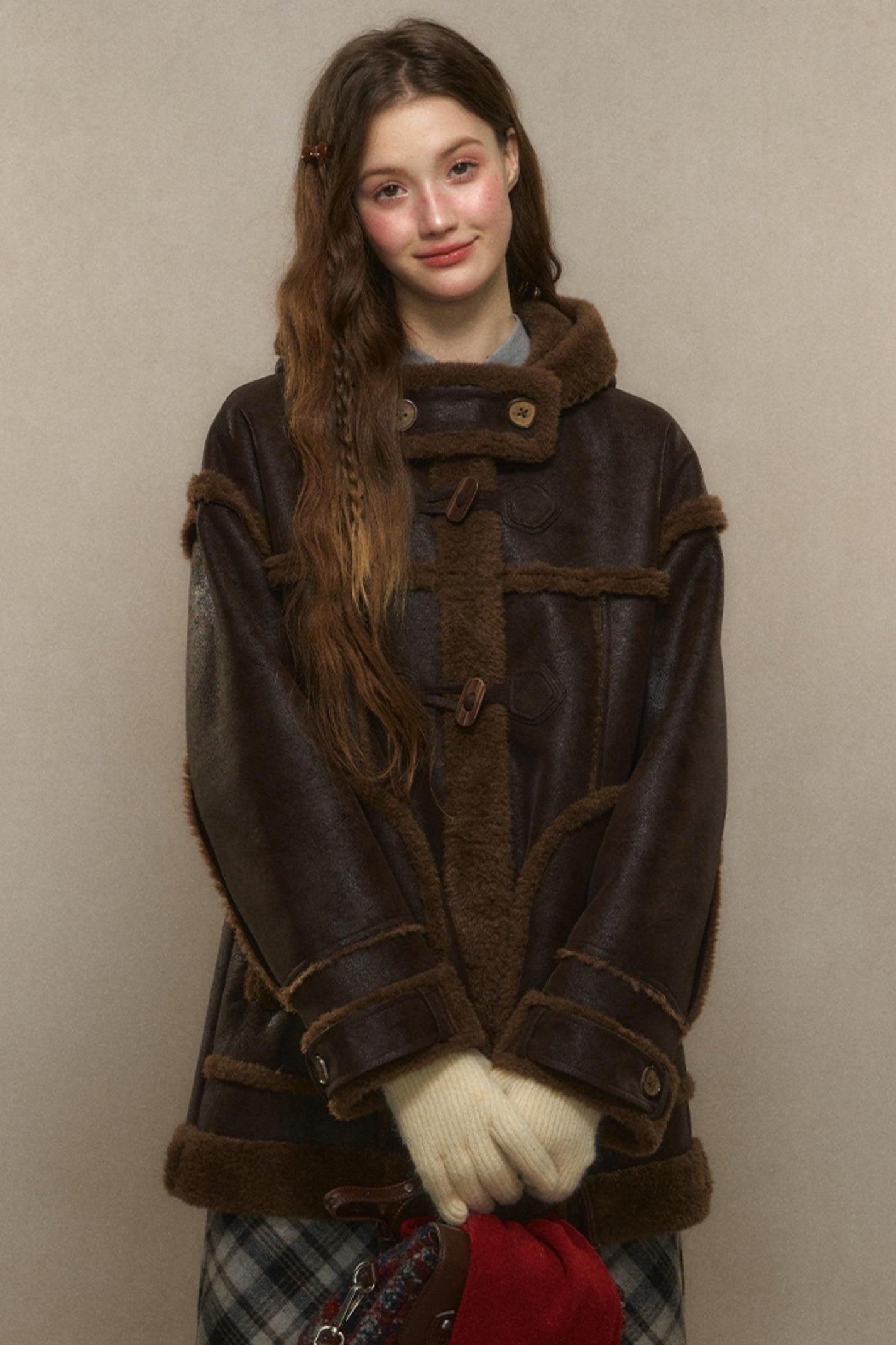 Brown Hooded Lambswool Jacket With Horn Buttons – UrbanSheek