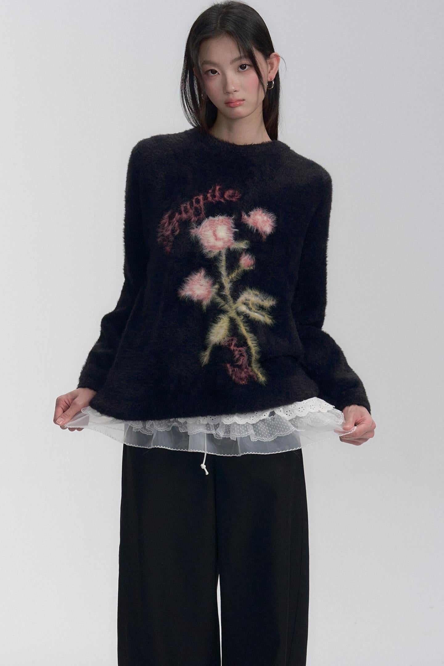 Soft Oversized Rose Sweater – UrbanSheek