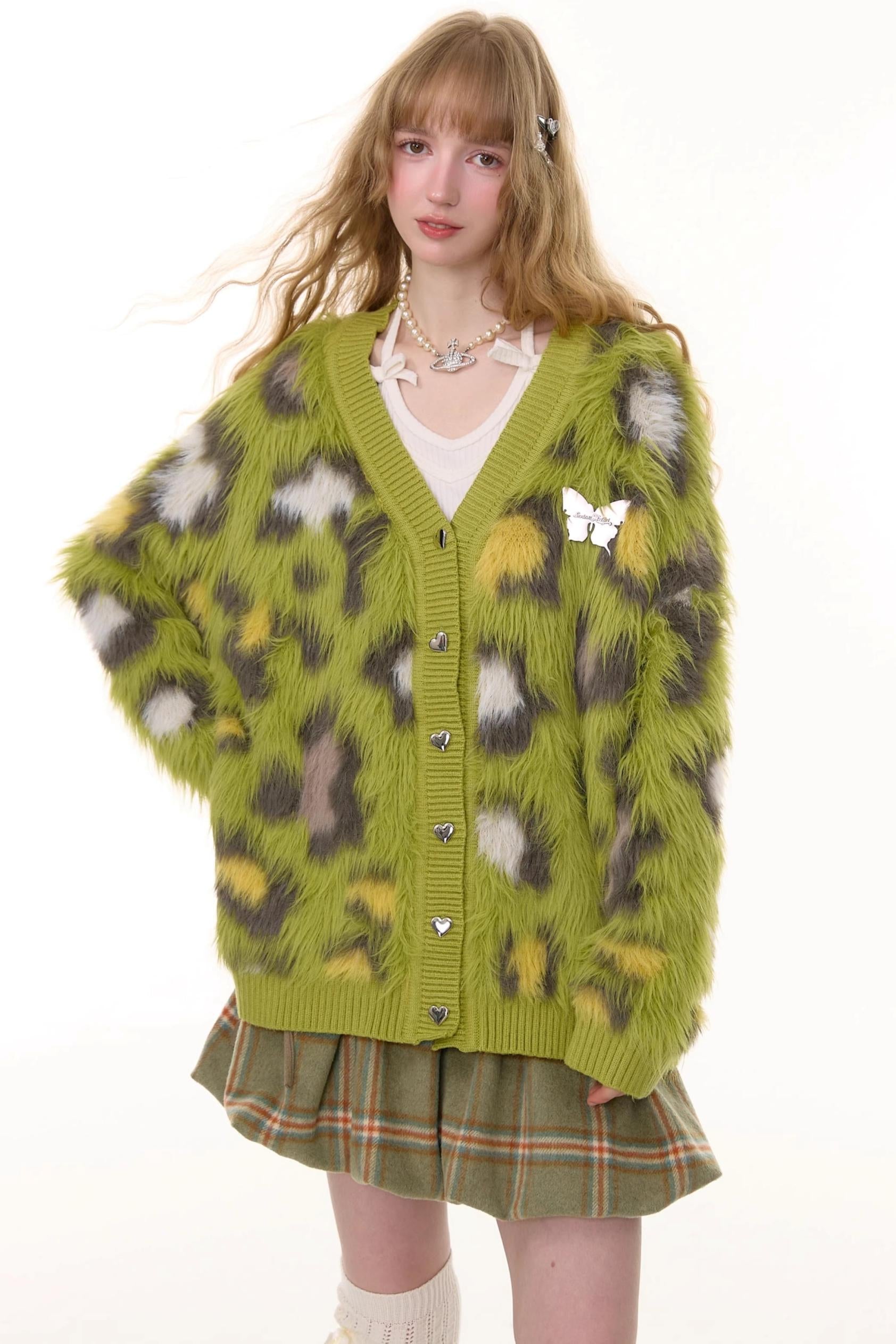 Autumn Glutinous Green Leopard Cardigan – UrbanSheek