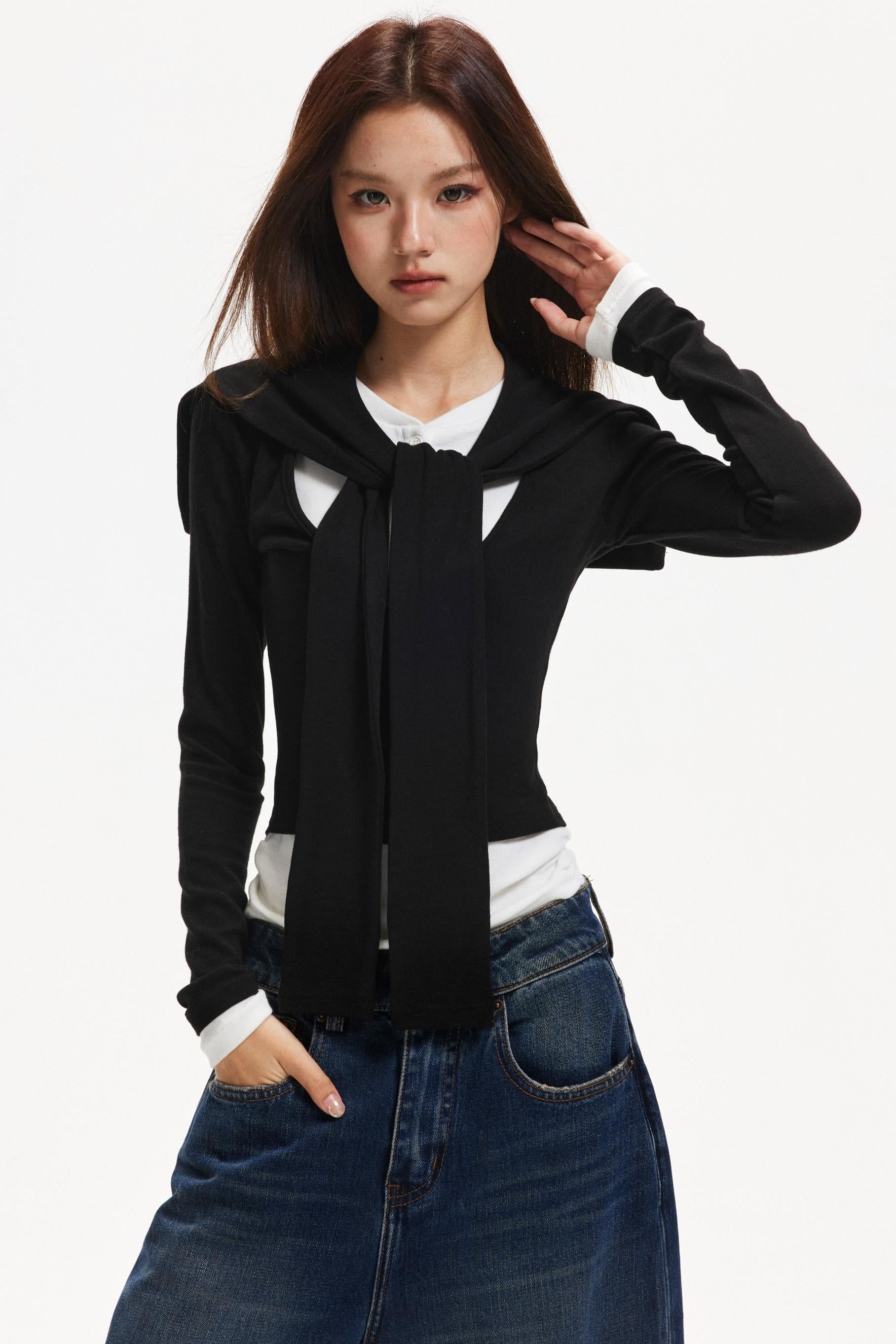 Navy Knit Shawl Top – UrbanSheek