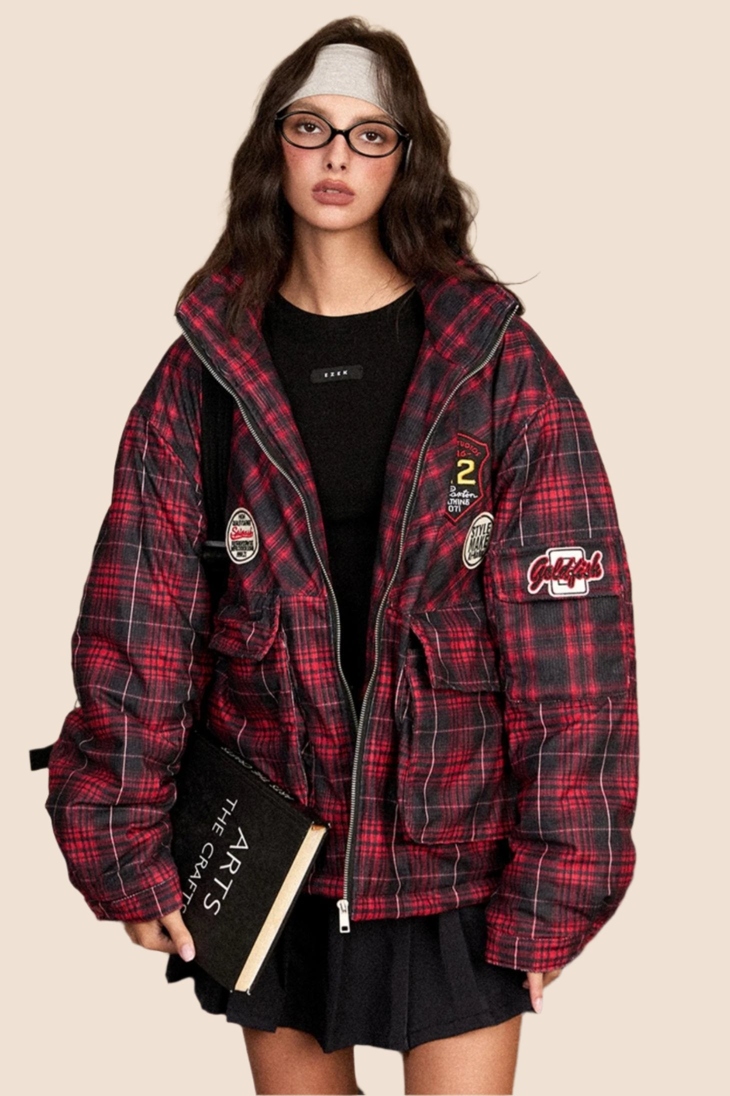 Loose Plaid Stand Collar Cotton Jacket – UrbanSheek