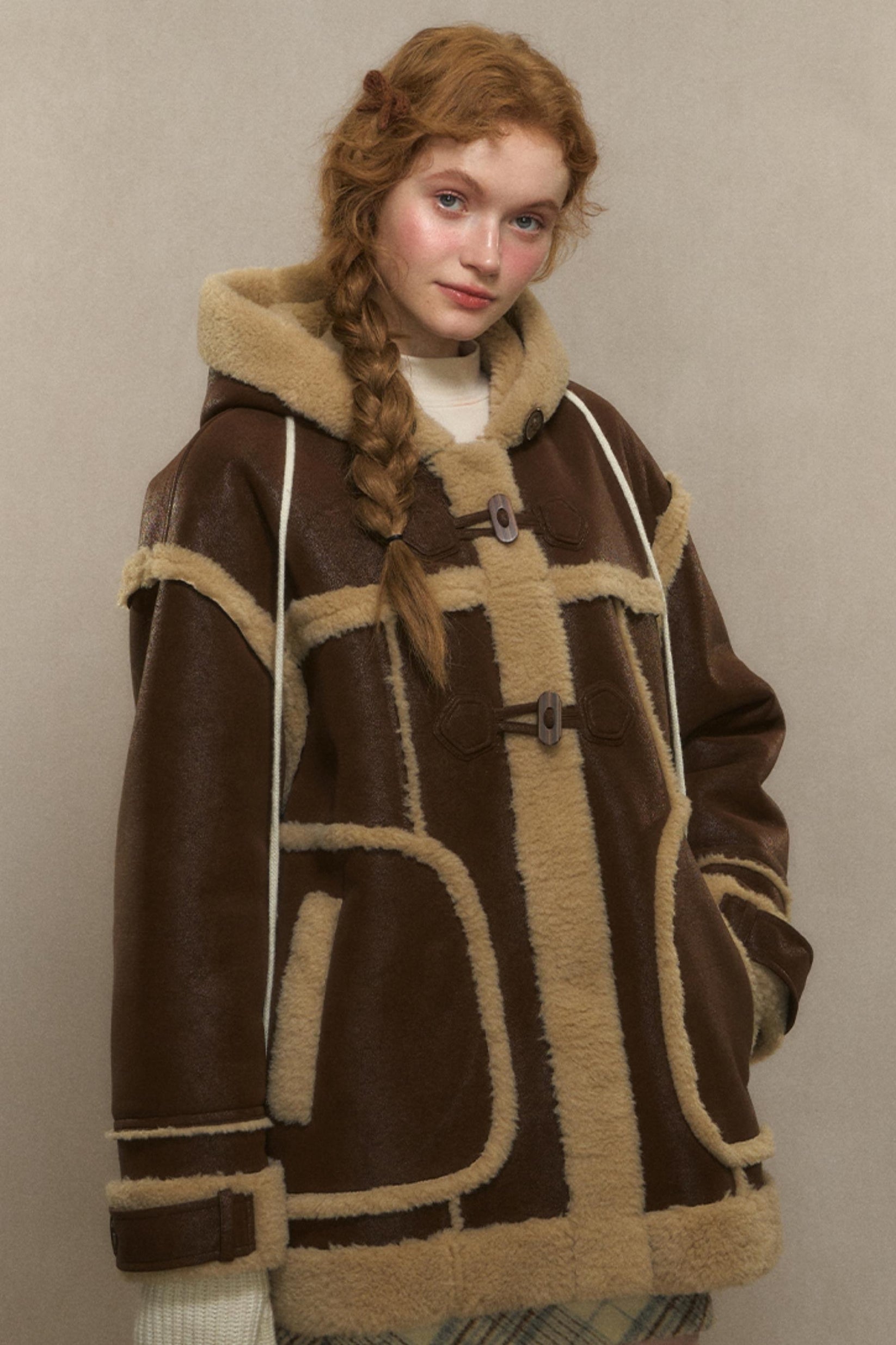 Brown Hooded Lambswool Jacket With Horn Buttons – UrbanSheek