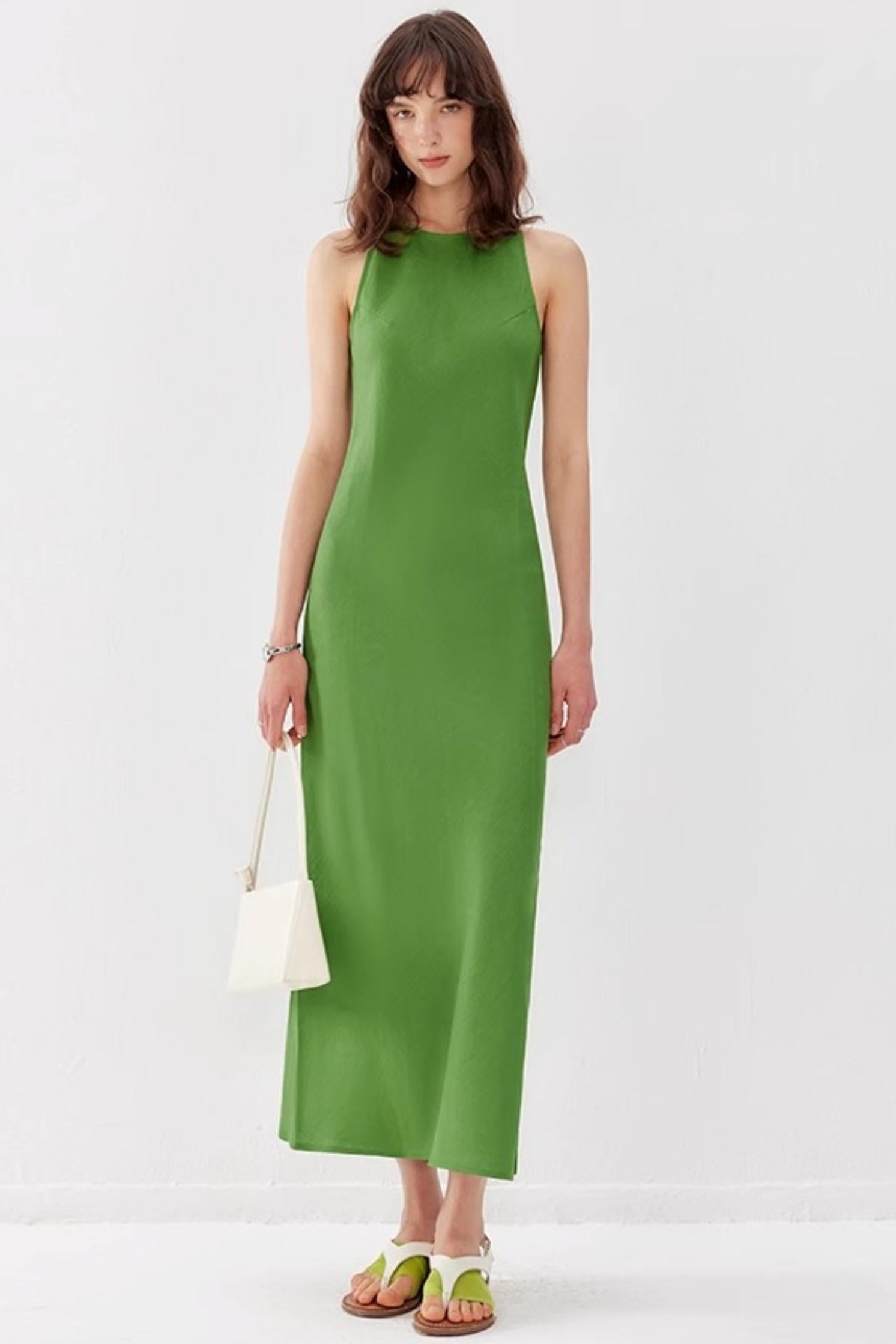 High-Slit Green Dress – UrbanSheek