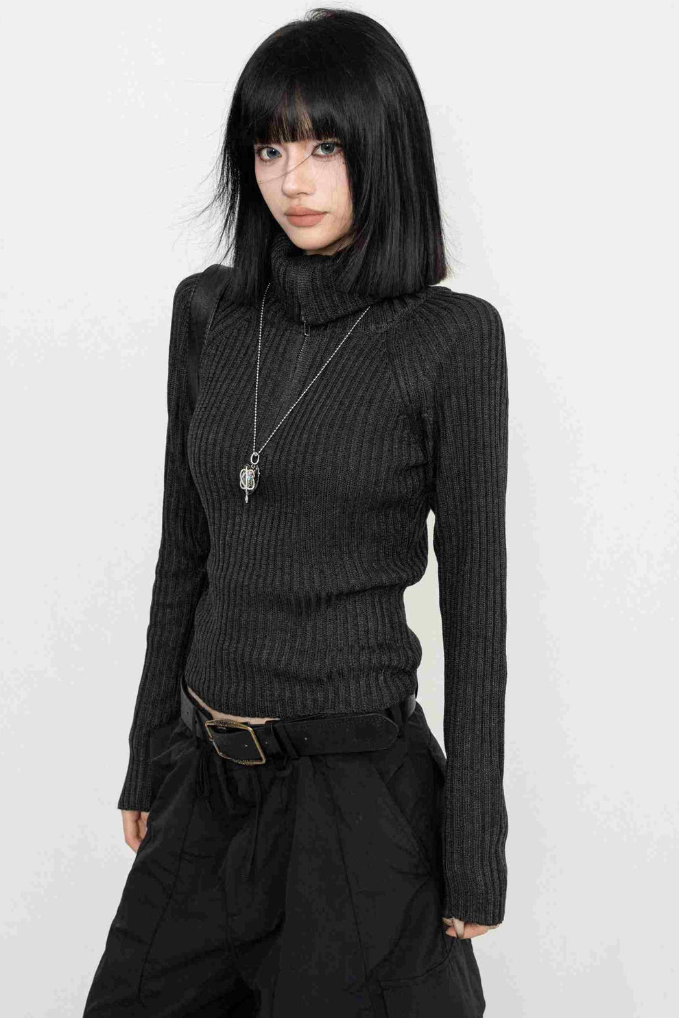 Retro High-Neck Knit Sweater – UrbanSheek