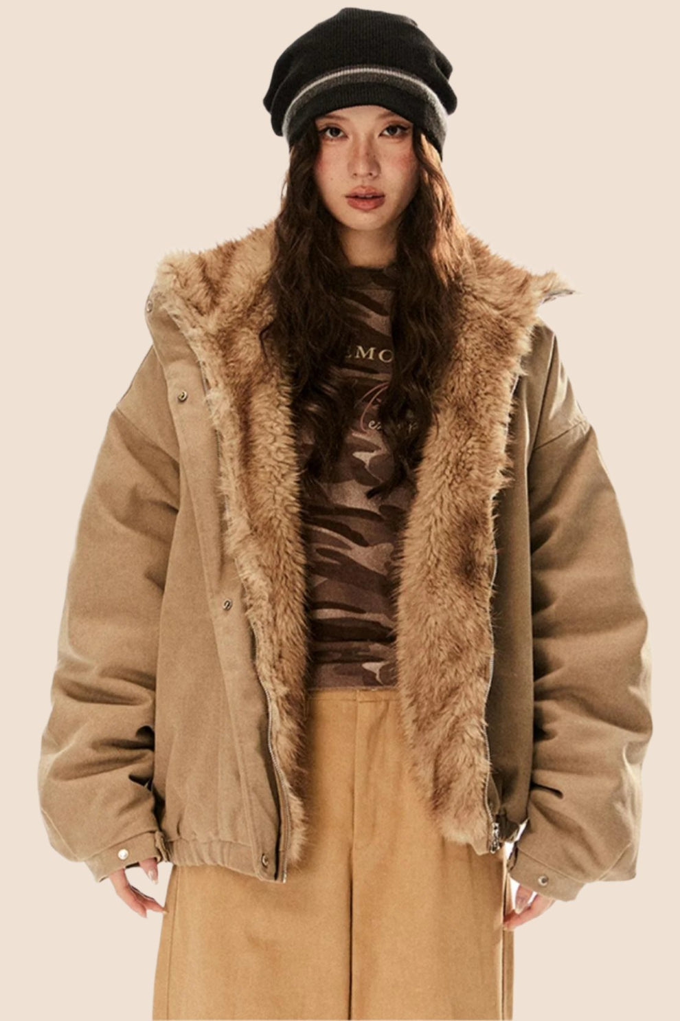 Retro Fur Collar Fleece Jacket – UrbanSheek