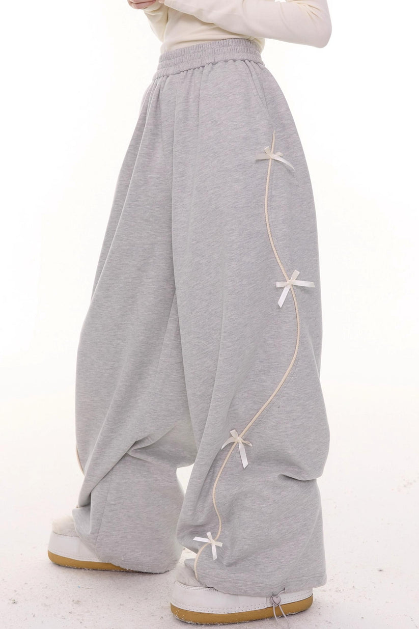 Gray Bow Wide-Leg Sweatpants – UrbanSheek