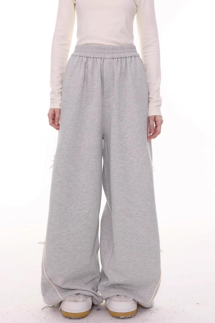 Gray Bow Wide-Leg Sweatpants – UrbanSheek