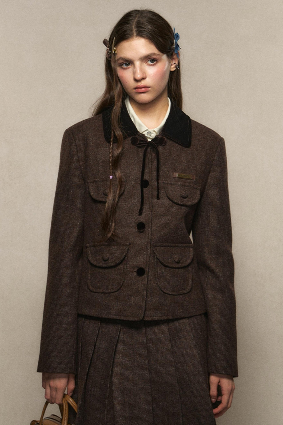 Coffee Color Wool College Blazer Set-Up – UrbanSheek