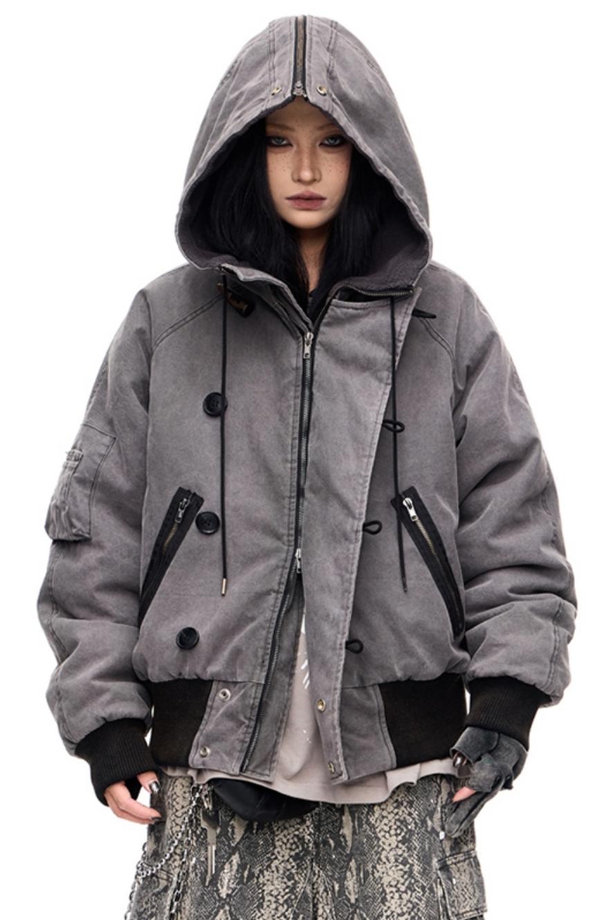 Resin Buckle Hooded Flight Jacket – UrbanSheek