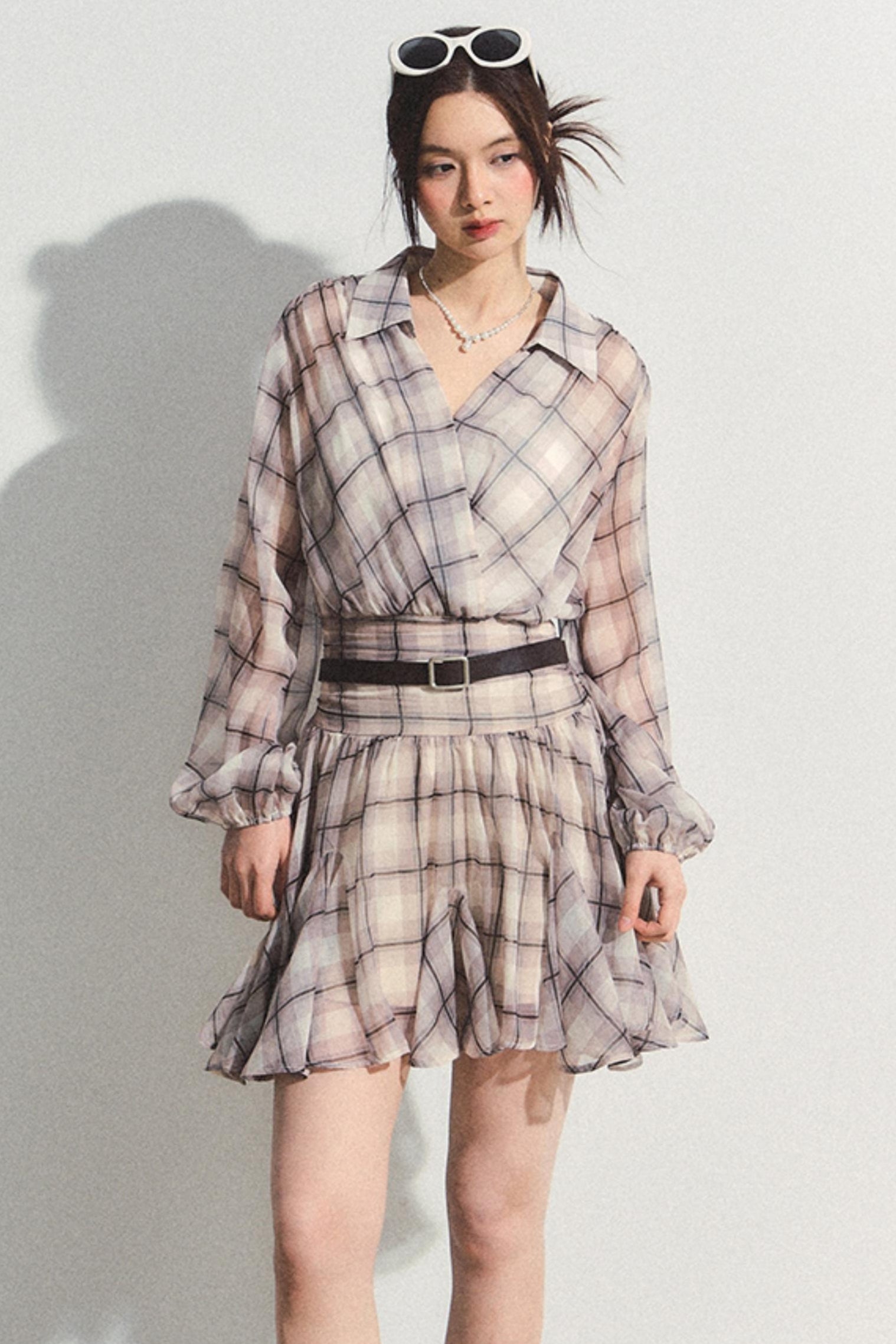 Recoin Sheer Plaid Ruffle A-Line Dress – UrbanSheek