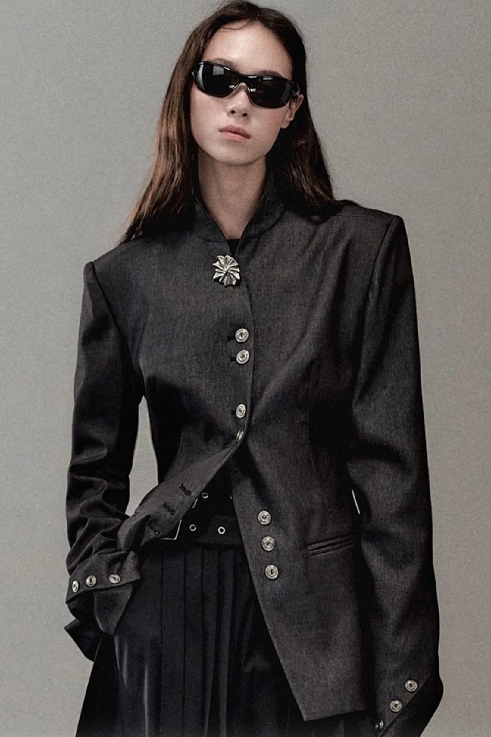 Shoulder Cut Moon Marks Blazer – UrbanSheek