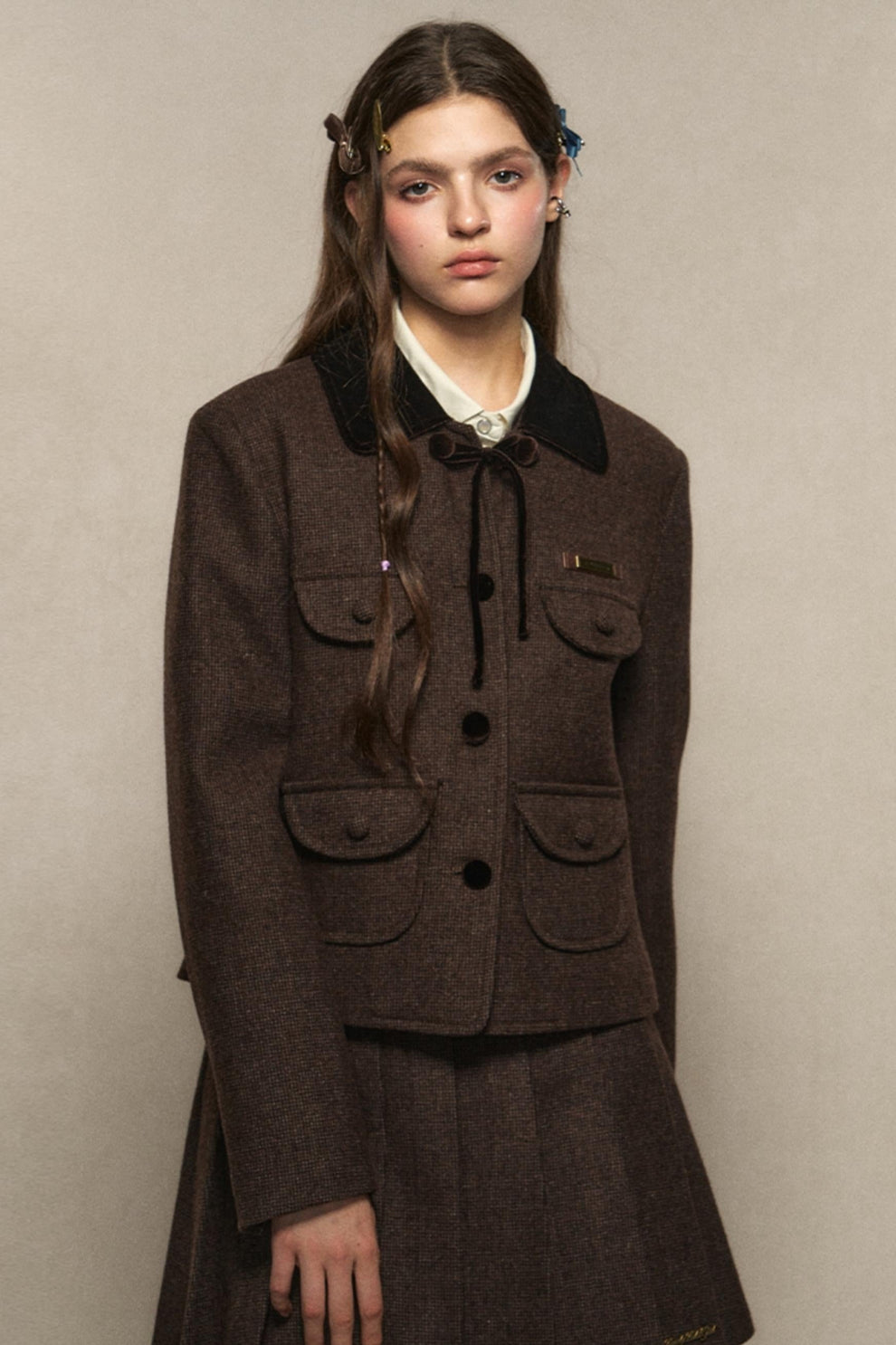 Coffee Color Wool College Blazer Set-Up – UrbanSheek