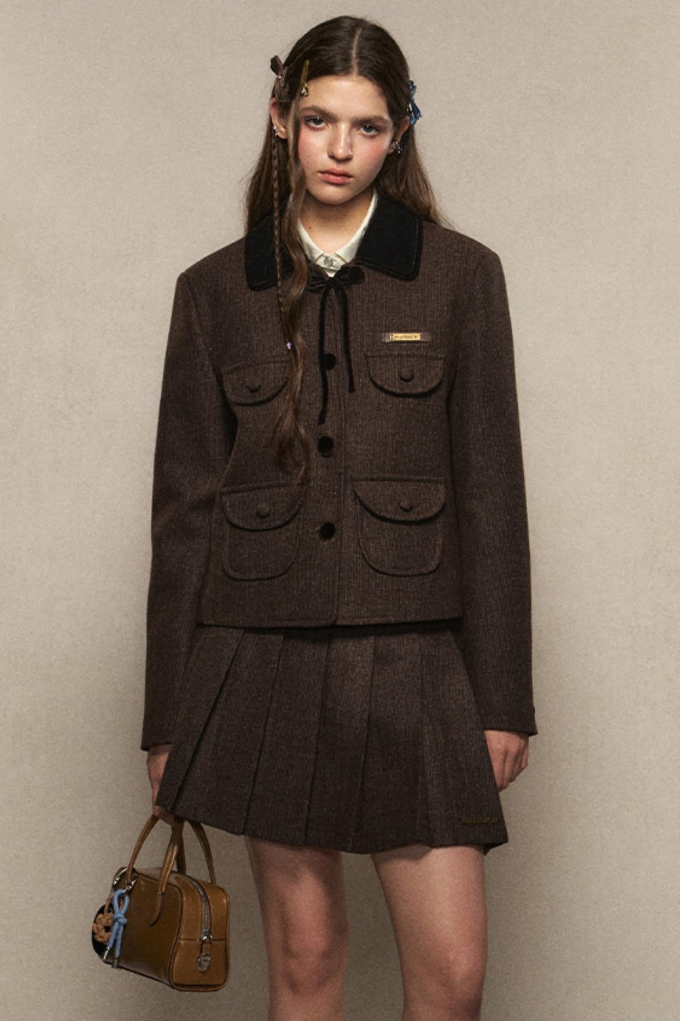 Coffee Color Wool College Blazer Set-Up – UrbanSheek