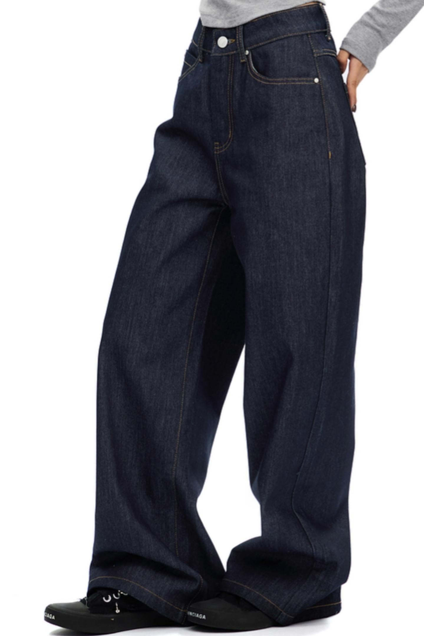 Loose Fit Navy Wide Jeans – UrbanSheek