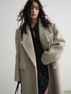 Grainy texture woolen long coat – UrbanSheek