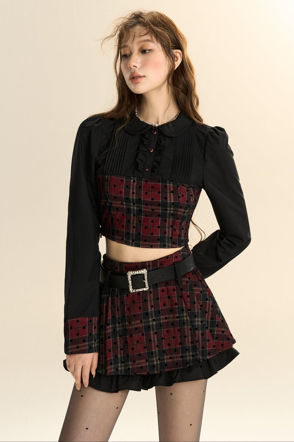 Polka Dot Check Patchwork Two-Piece Set-Up – UrbanSheek