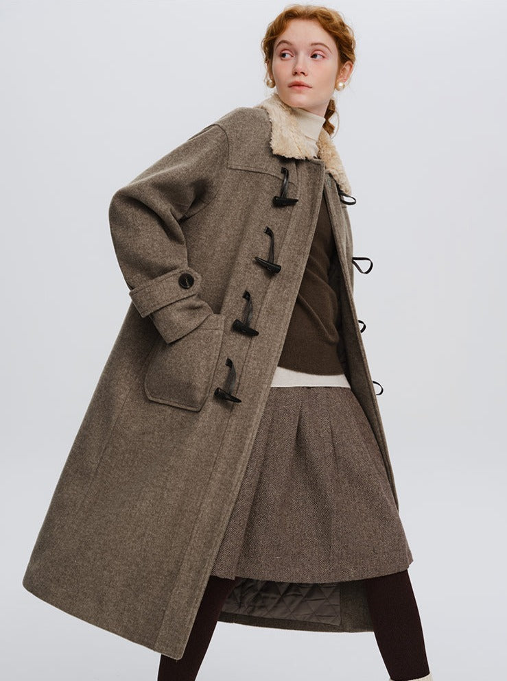 Long Lamb Cow Horn Button Coat – UrbanSheek