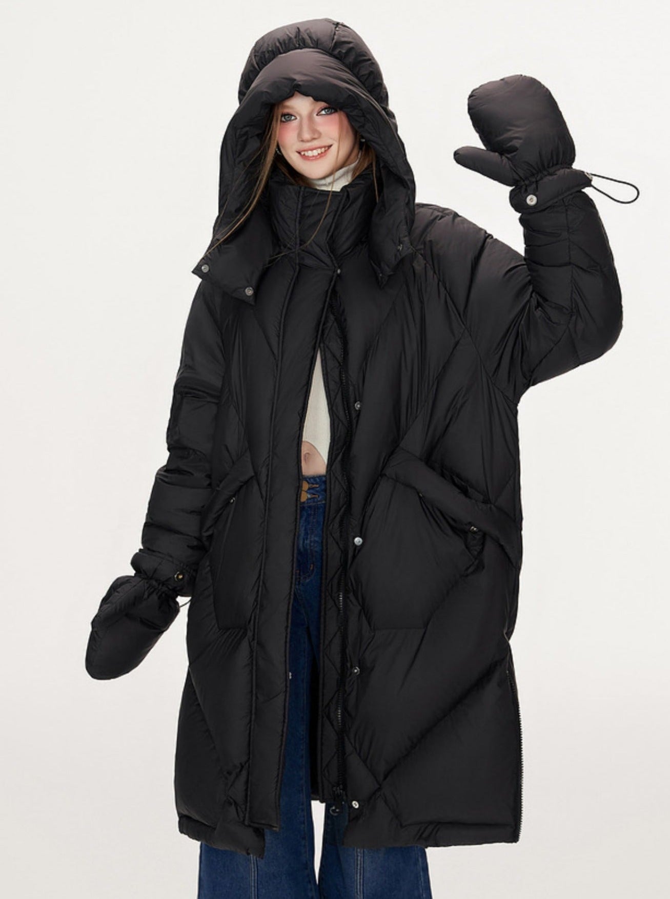 Mid-length Thickened Warm Loose Hooded Jacket – UrbanSheek