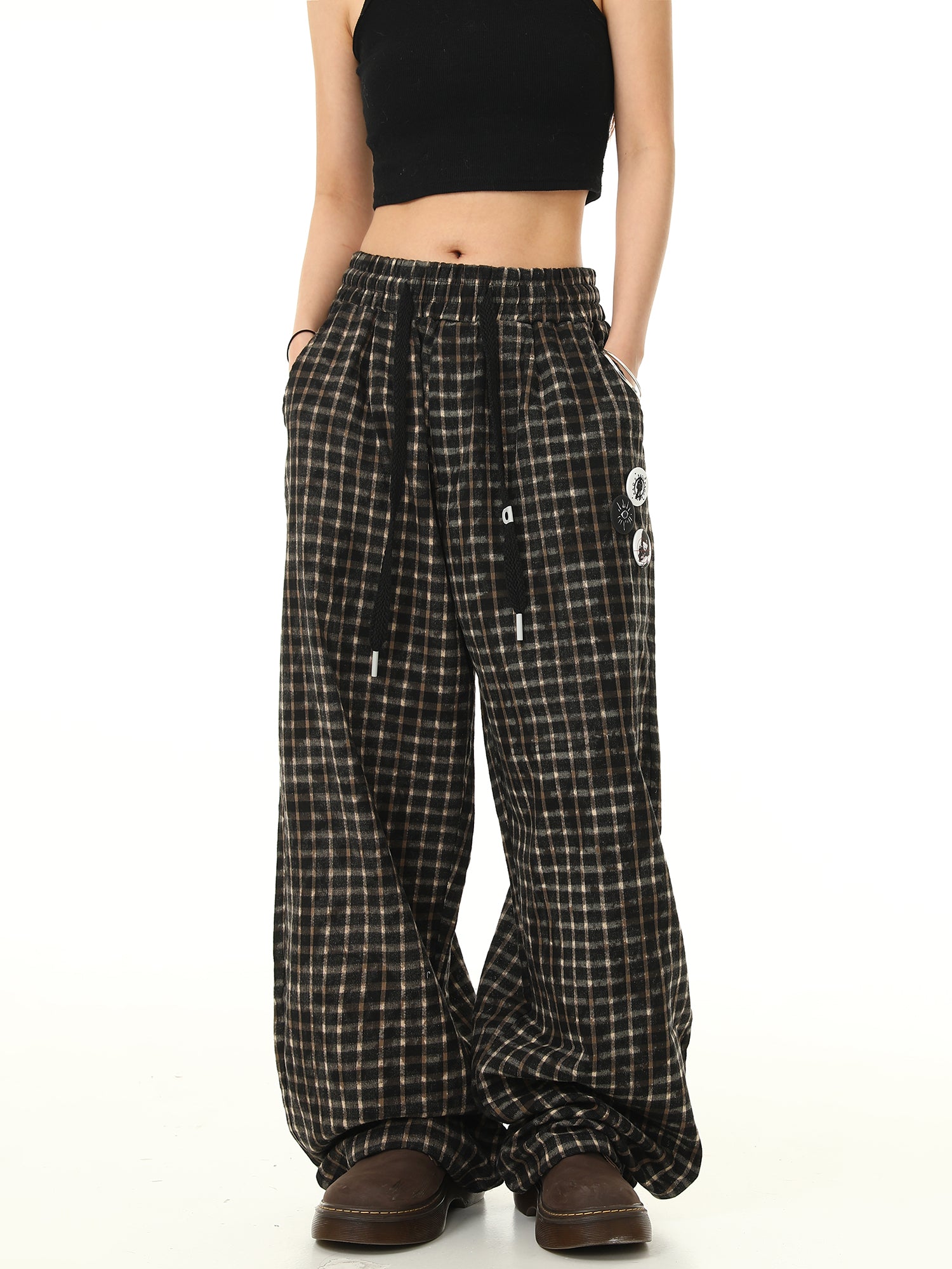 Trendy Elastic Waist Plaid Long Pants – UrbanSheek