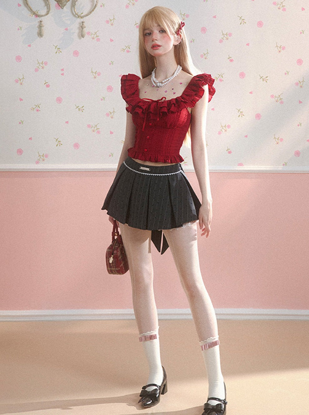 Buff Gray A-Line Pleated Skirt – UrbanSheek