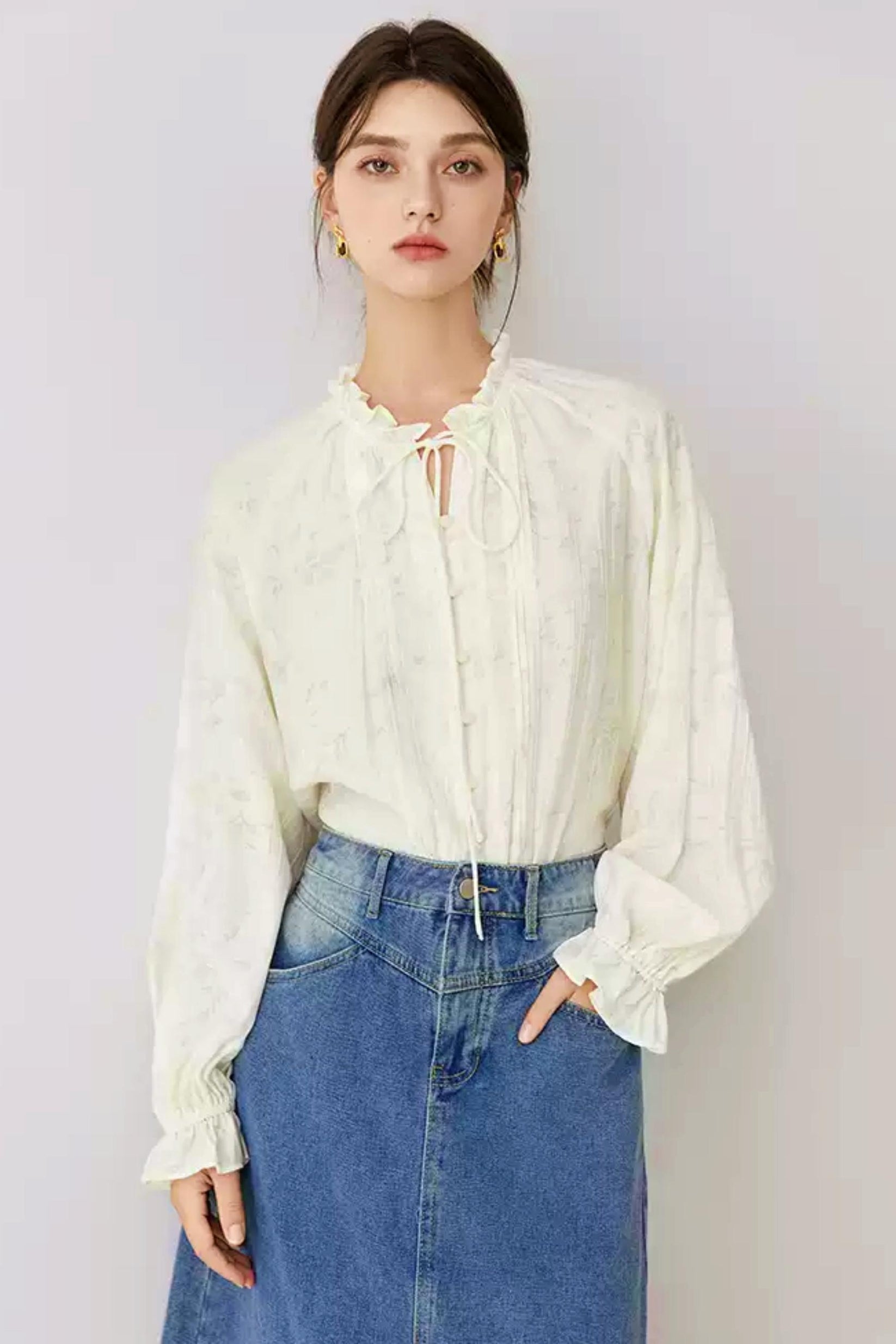French Bud Collar Blouse Shirt – UrbanSheek