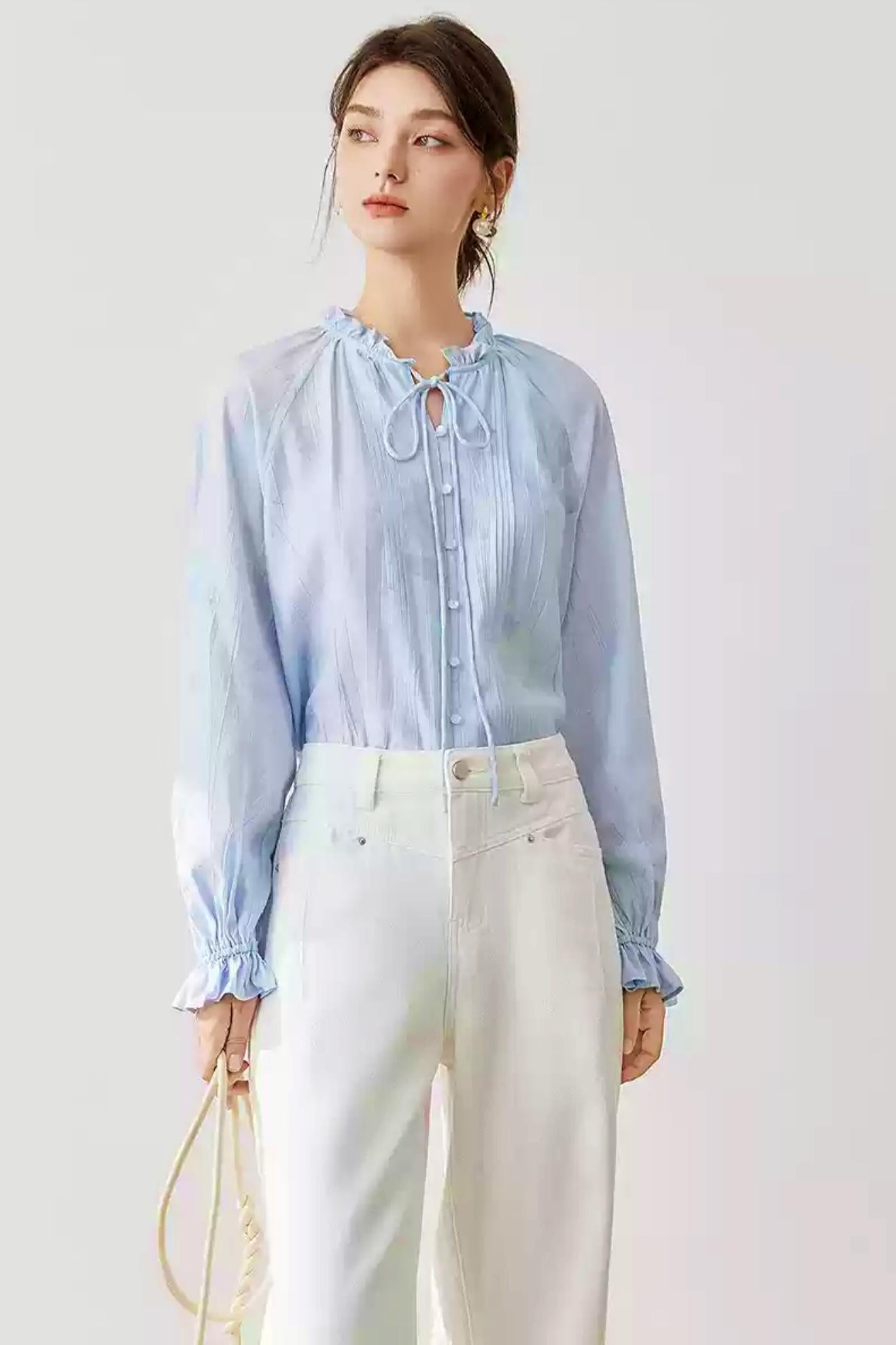 French Bud Collar Blouse Shirt – UrbanSheek
