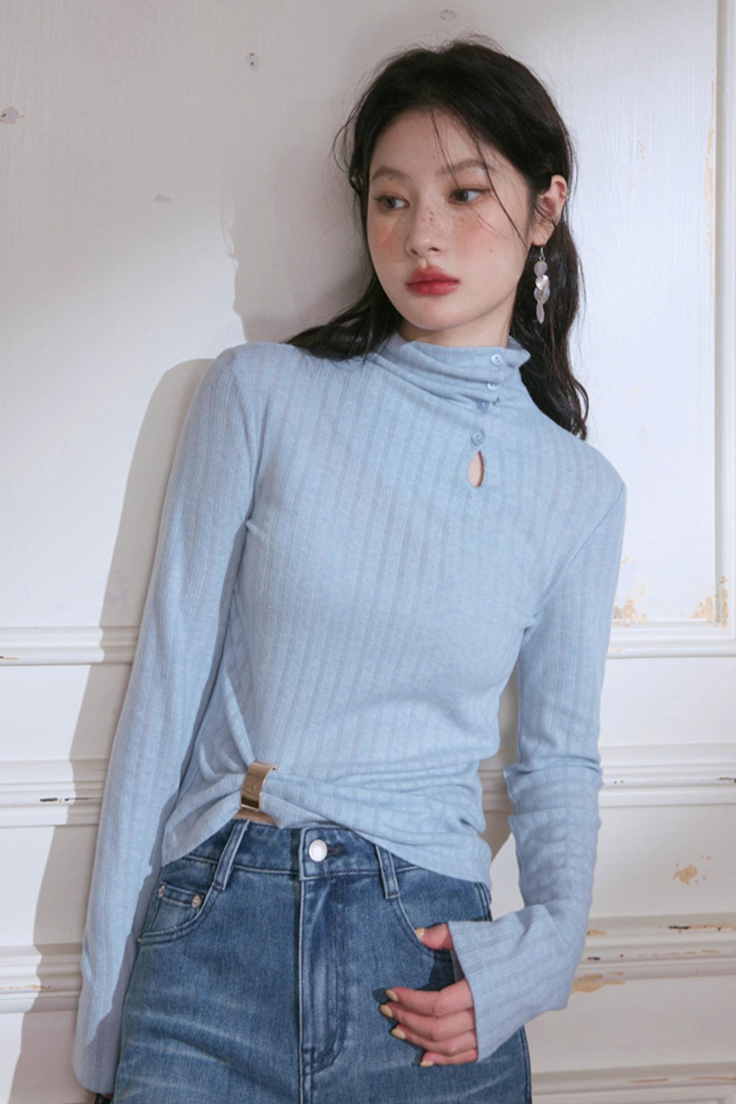 Oxygen Blue Turtleneck Sweater – UrbanSheek