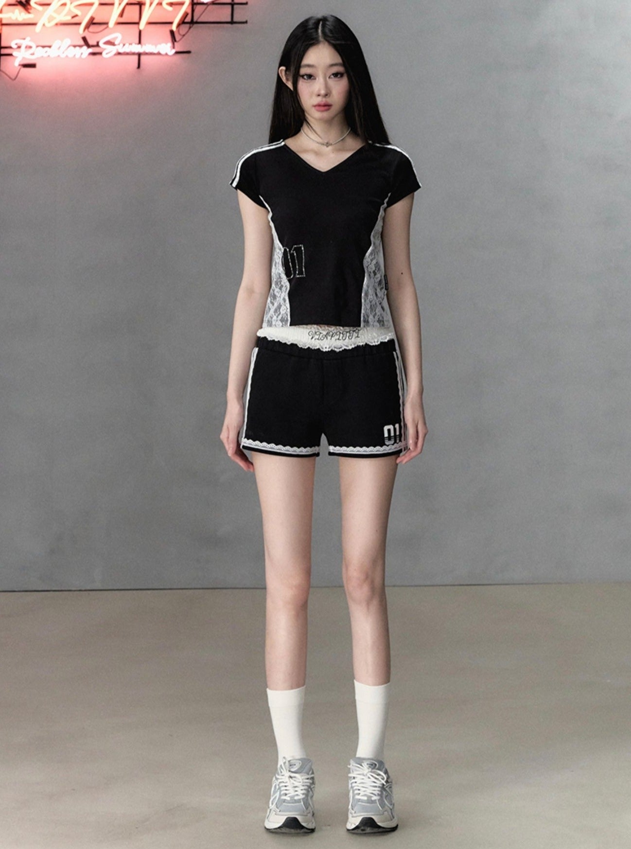 Lace Monogram Print Two-Piece Set-Up – UrbanSheek