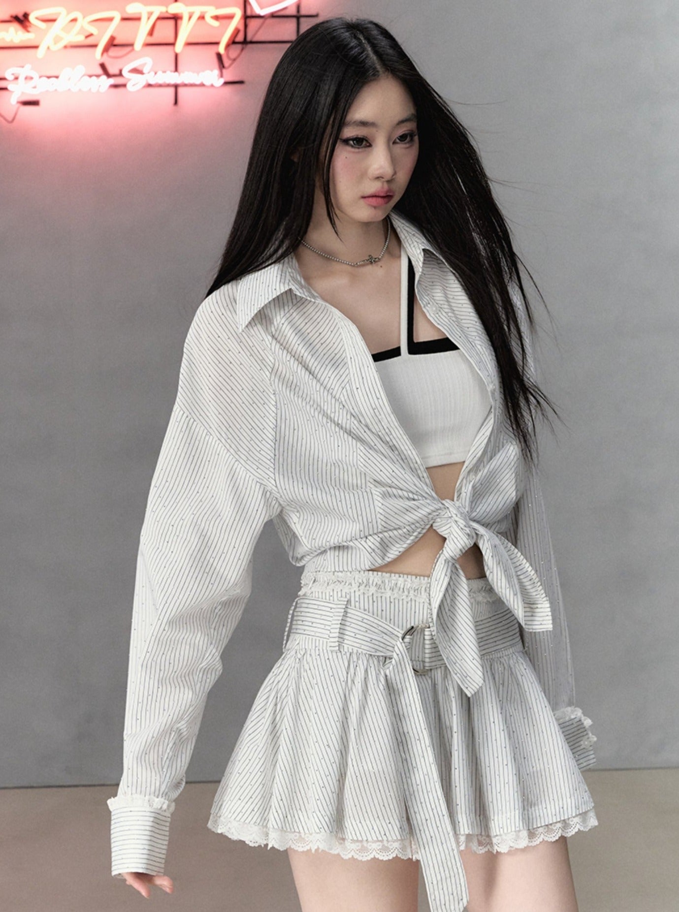Diamond Striped Lace Panelled Set-Up – UrbanSheek