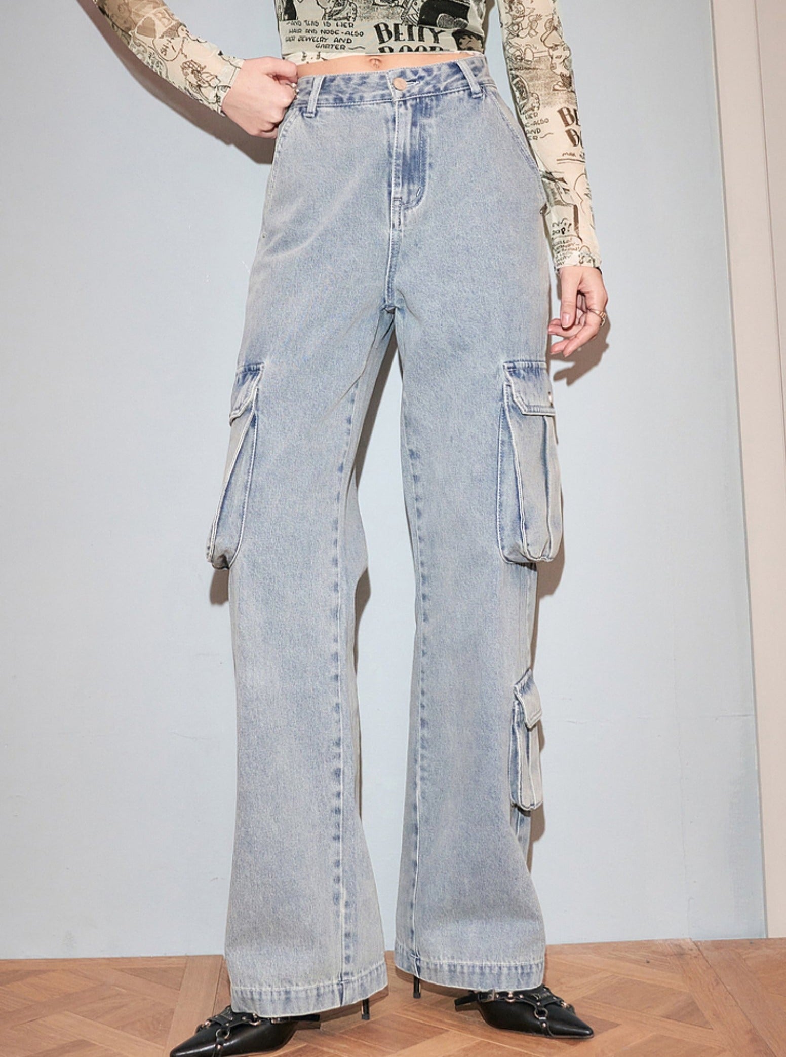 Relaxed Fit Cargo Denim Pants – UrbanSheek