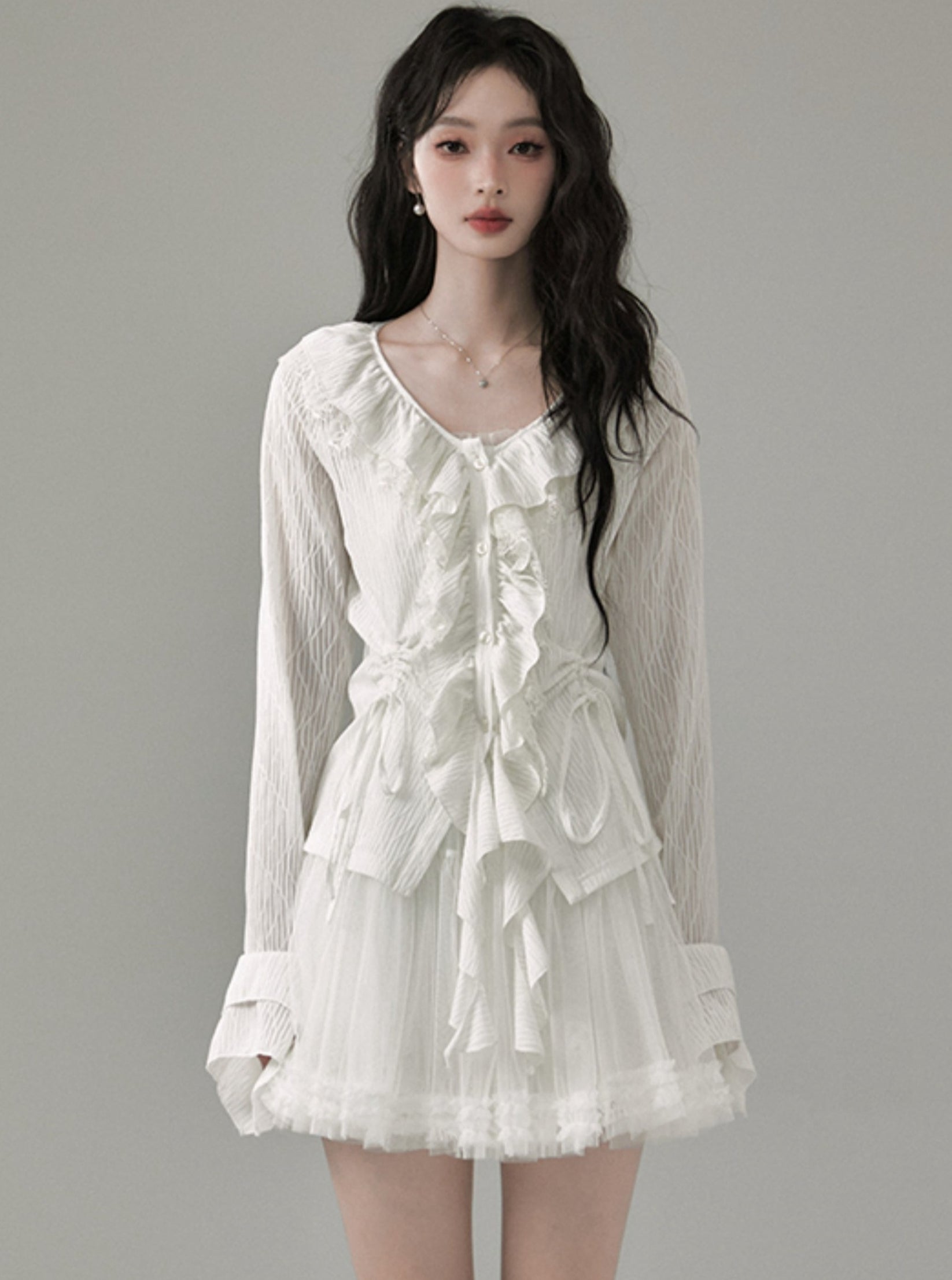 French Retro Ruffled V-Neck Chic Tops – UrbanSheek