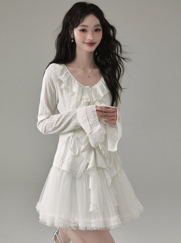 French Retro Ruffled V-Neck Chic Tops – UrbanSheek