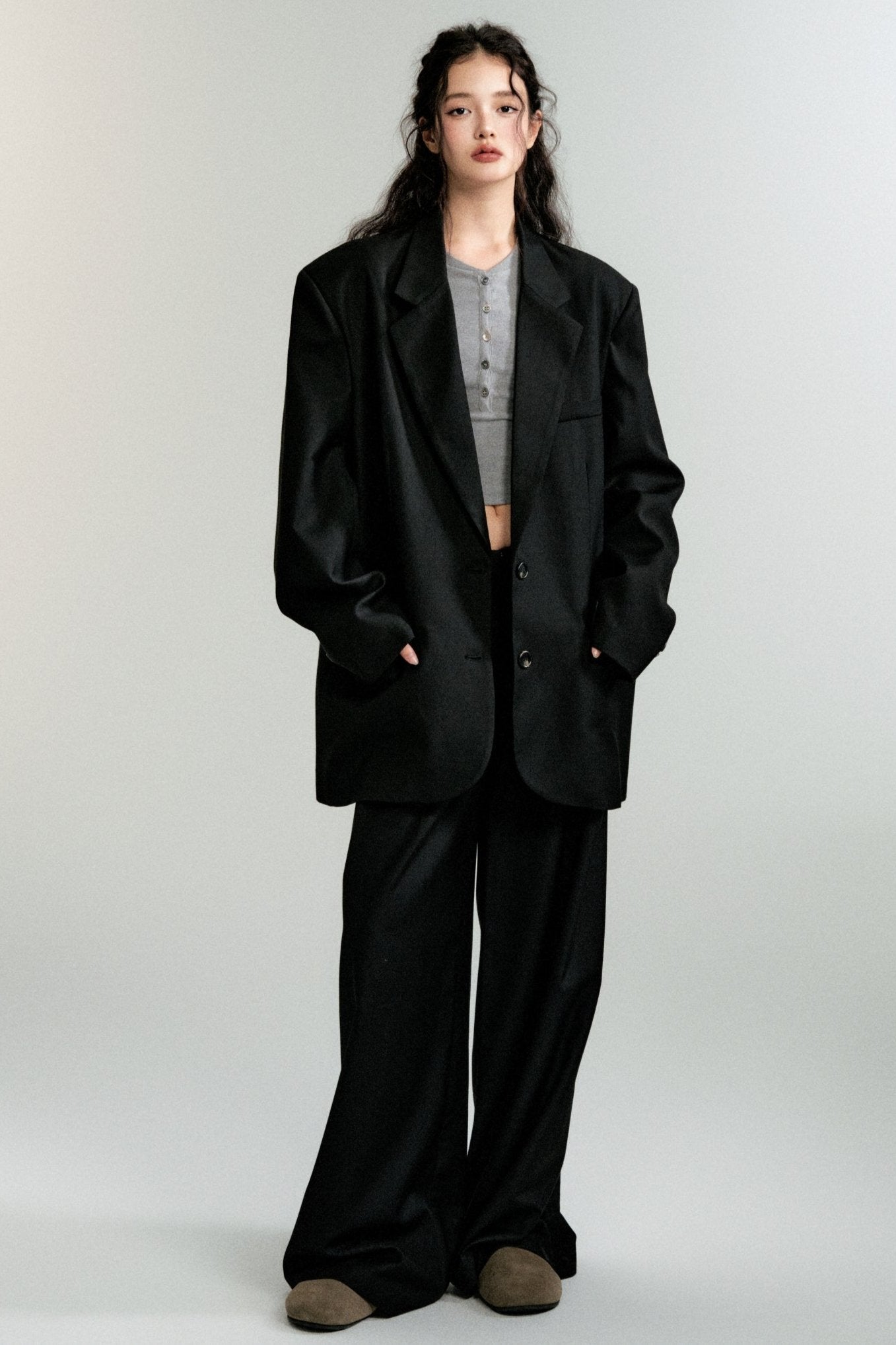 Loose Padded Shoulders Trousers Set-Up – UrbanSheek