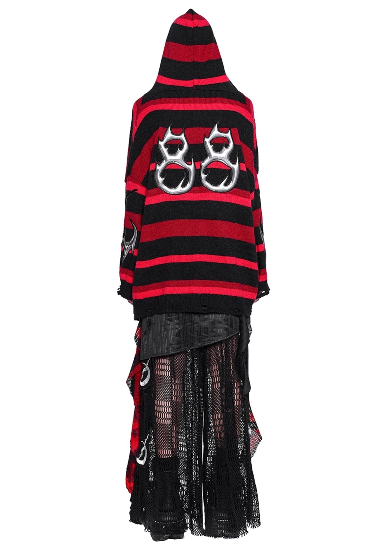 Hooded Embroidered Ripped Punk Sweater – UrbanSheek
