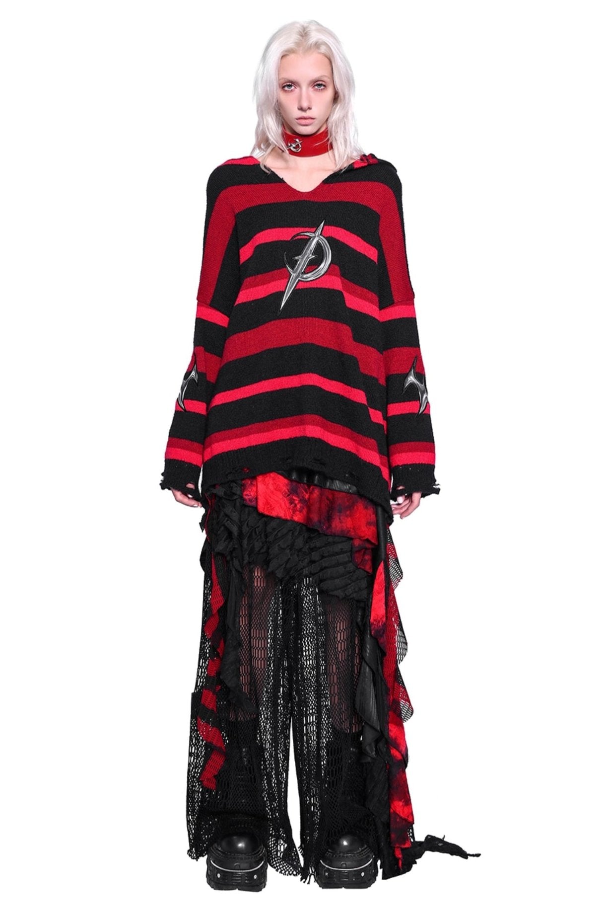 Hooded Embroidered Ripped Punk Sweater – UrbanSheek