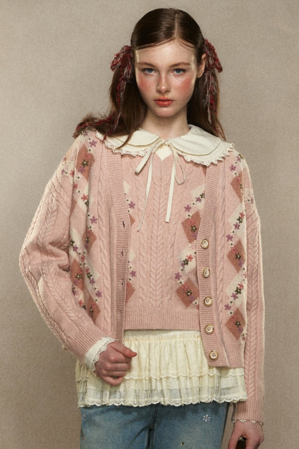 Crochet Retro Preppy V-Neck Knitted Cardigan – UrbanSheek