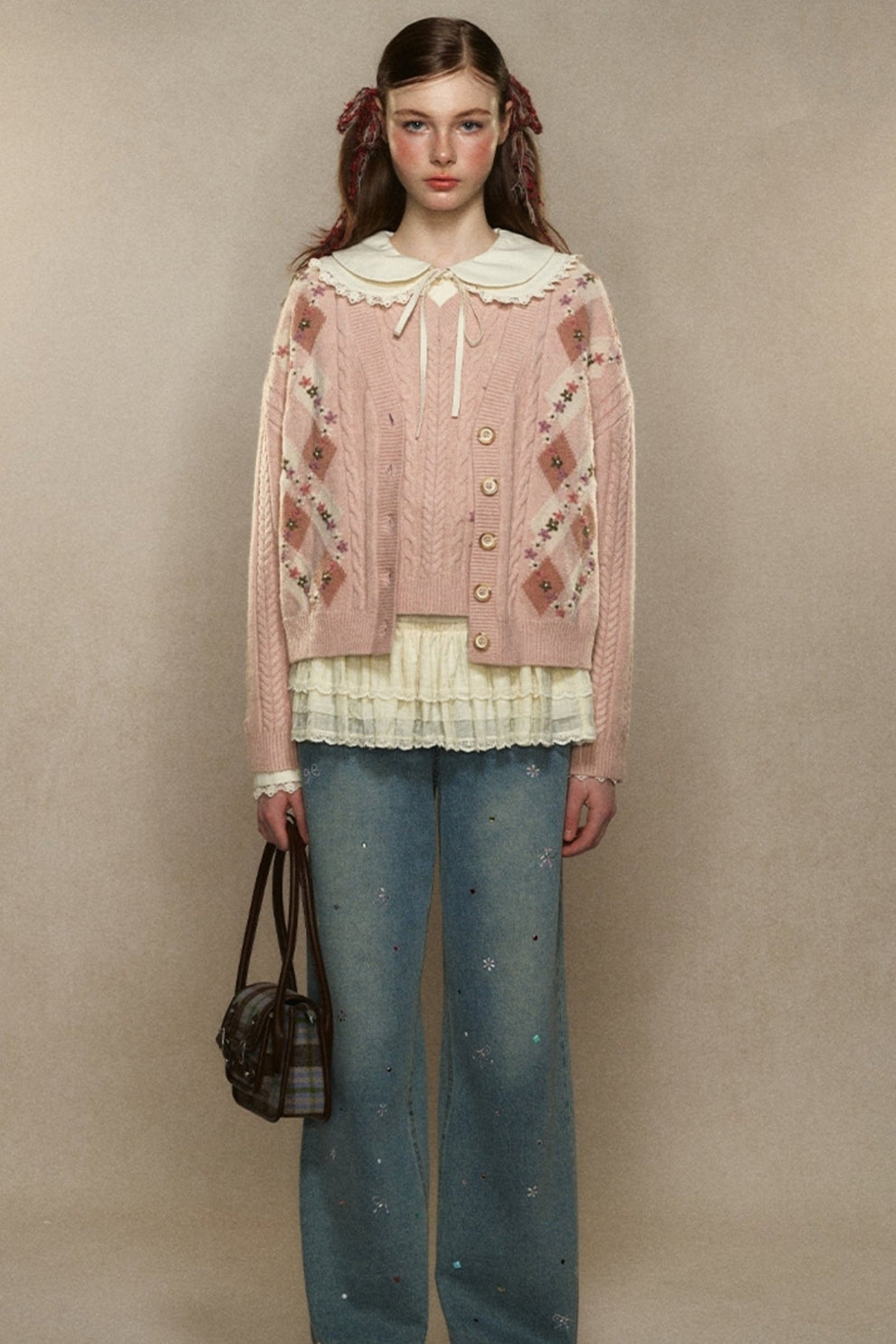 Crochet Retro Preppy V-Neck Knitted Cardigan – UrbanSheek