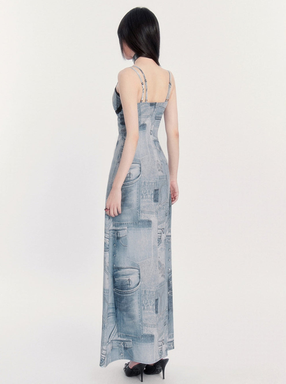 Retro Imitation Denim Slip Dress – UrbanSheek