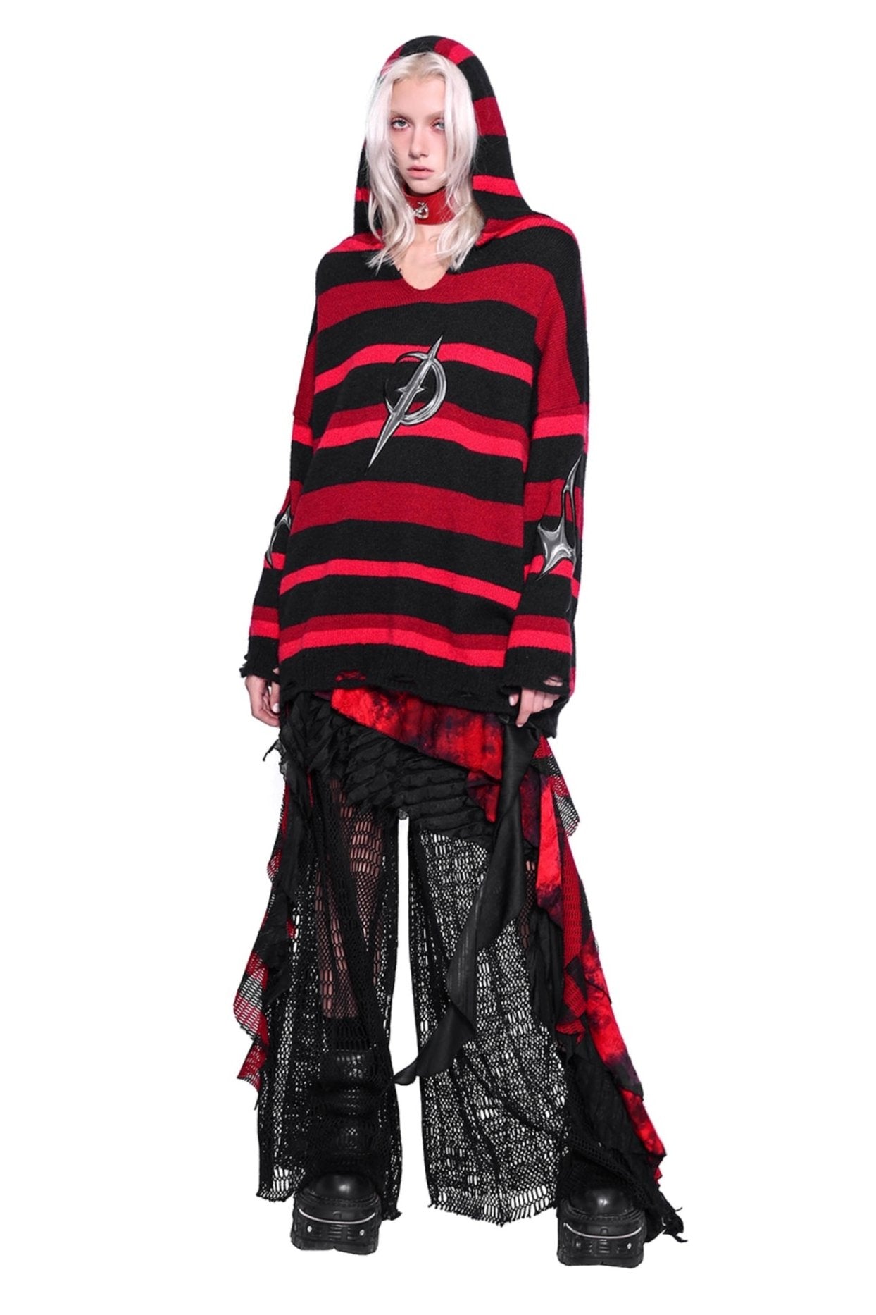 Hooded Embroidered Ripped Punk Sweater – UrbanSheek