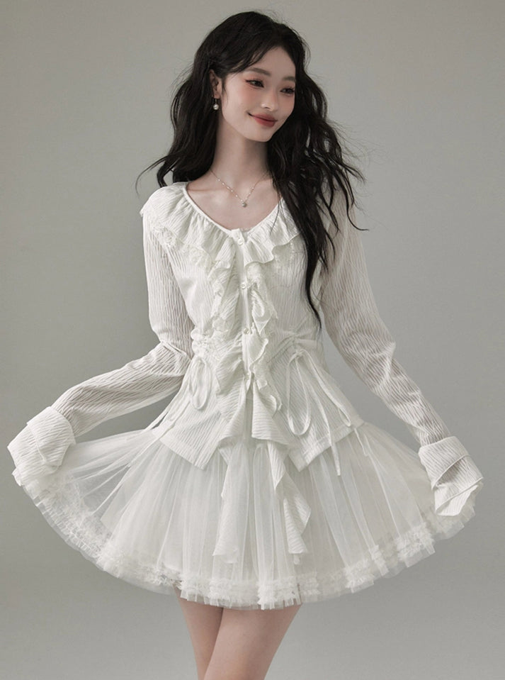 French Retro Ruffled V-Neck Chic Tops – UrbanSheek