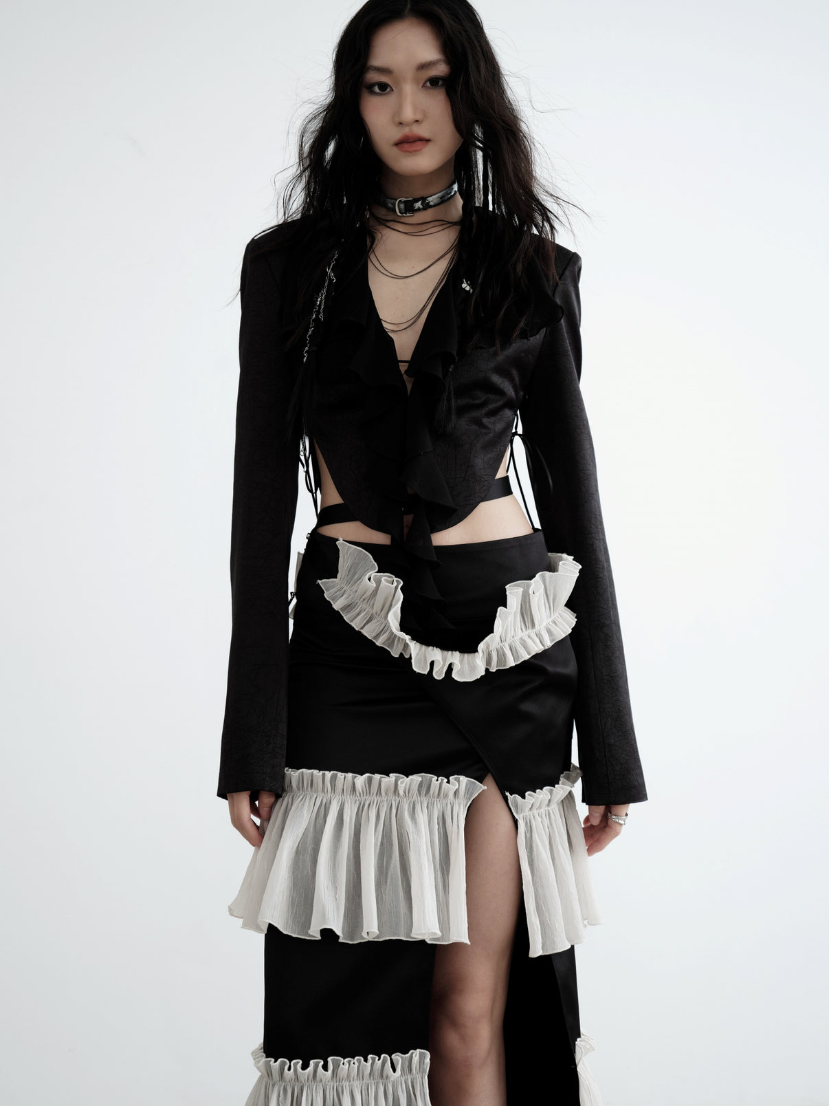 Waistless Pleated Textured Satin Coat – UrbanSheek