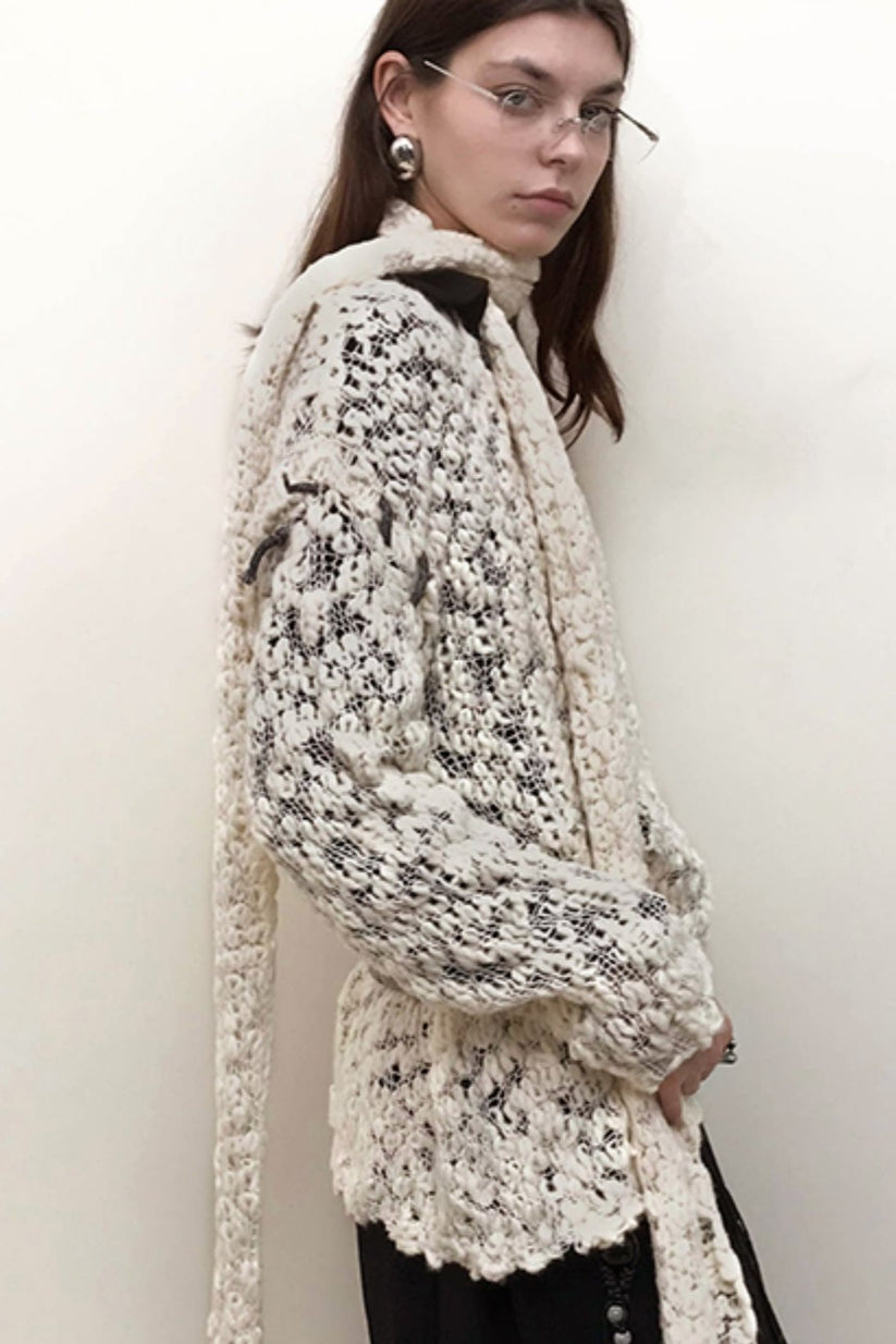 V-Neck Cut-Out Goat Hair Sweater – UrbanSheek