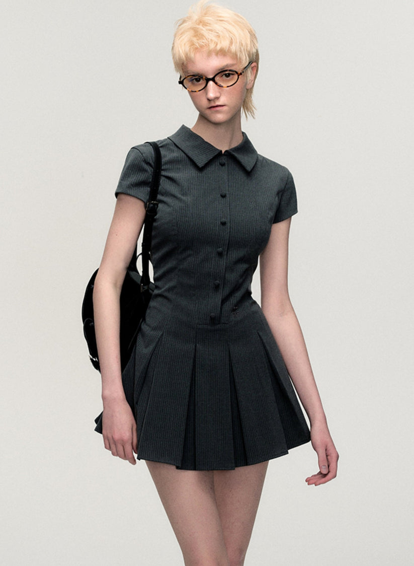 Short Sleeve College Suit Dress – UrbanSheek