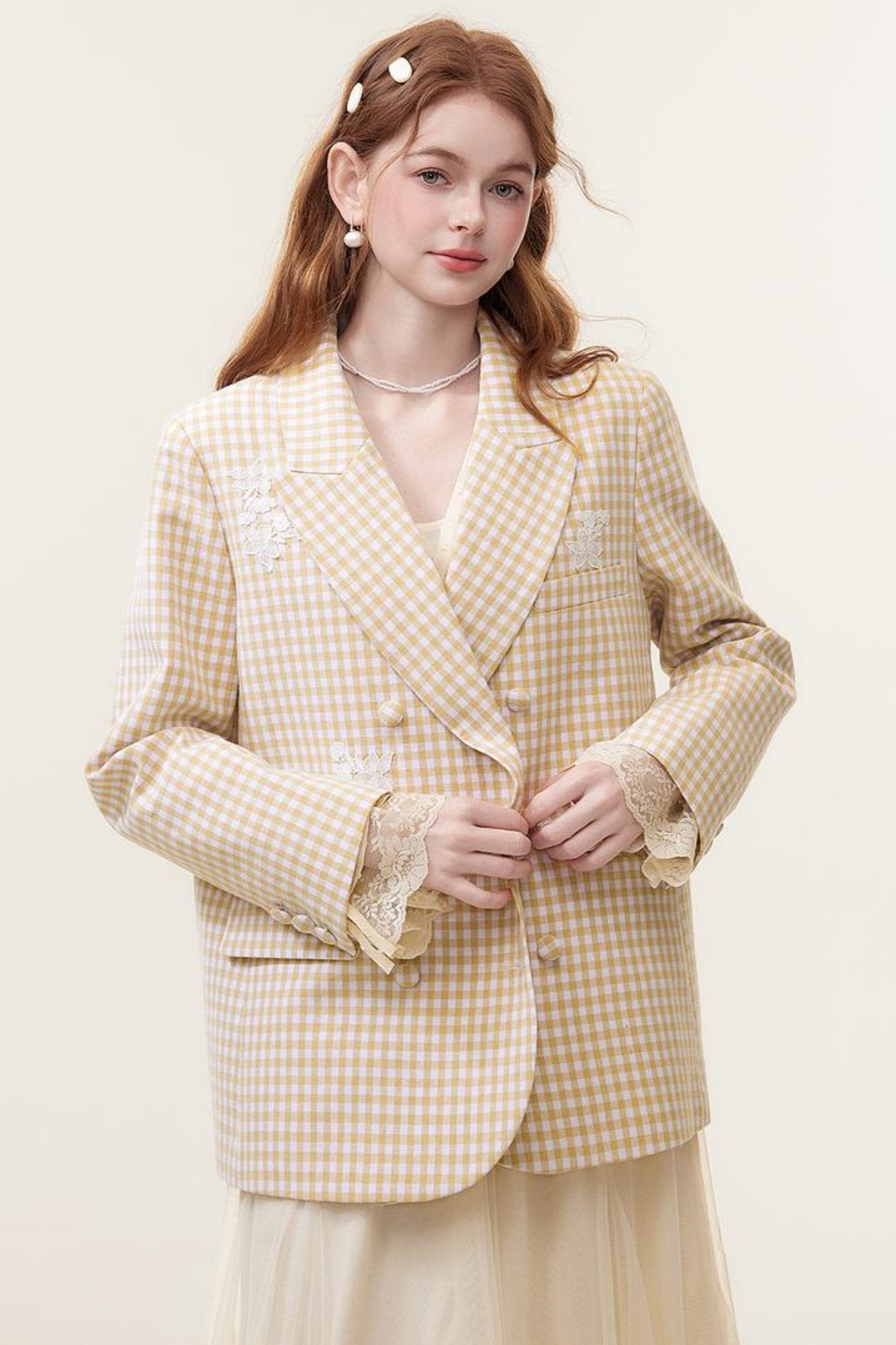 Spring Lace Plaid Blazer – UrbanSheek