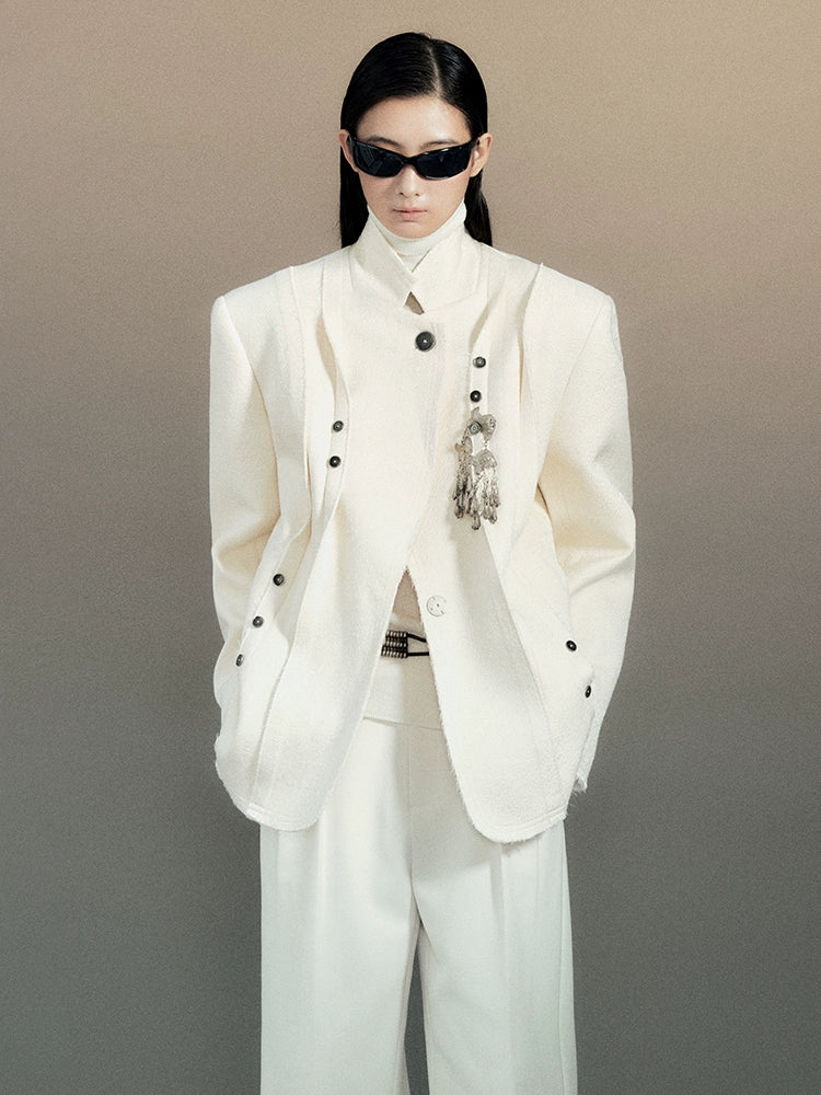 Chinese Wave Pleat Design Blazer – UrbanSheek